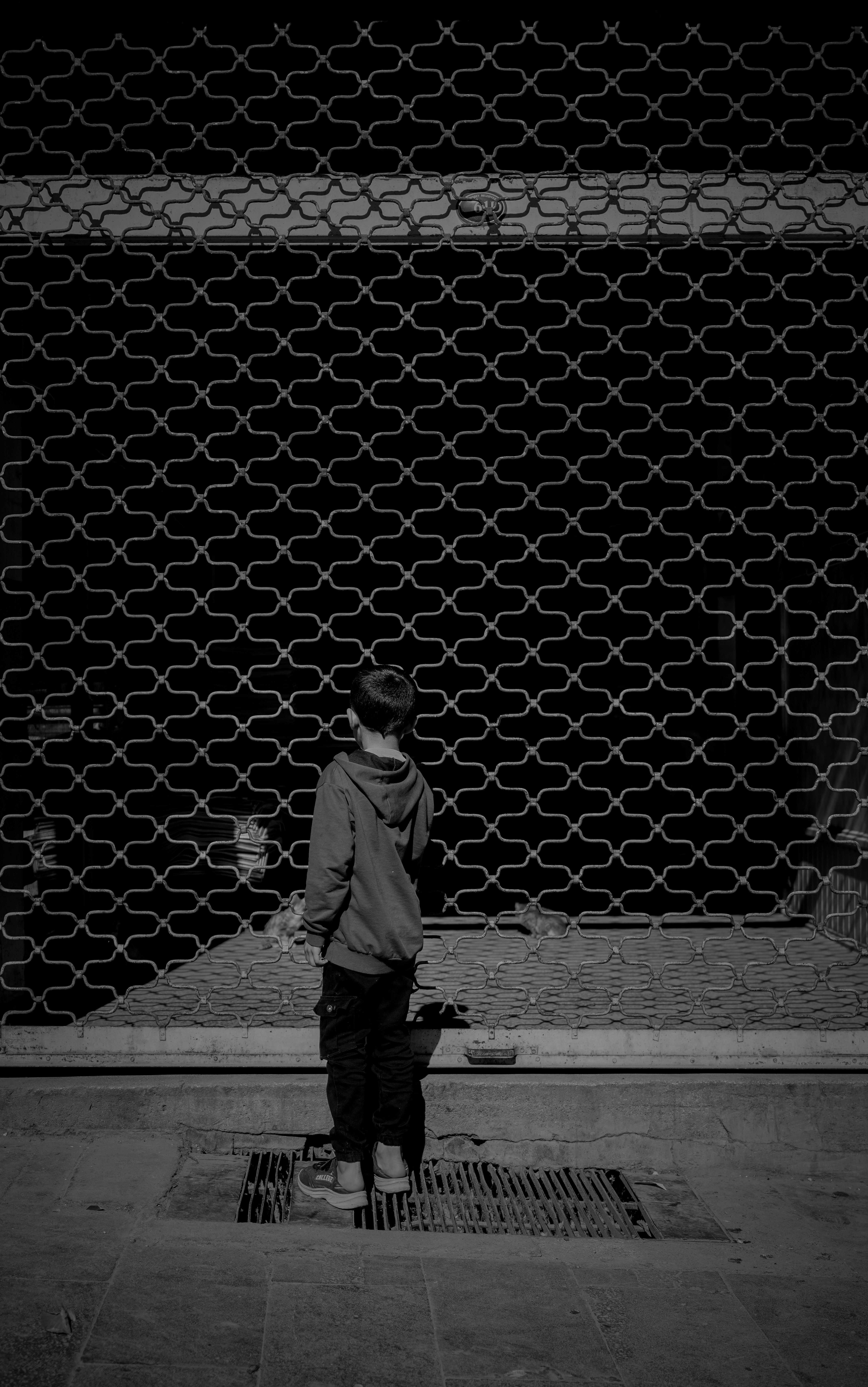 Boy Standing in Front of Closed Metal Gate · Free Stock Photo