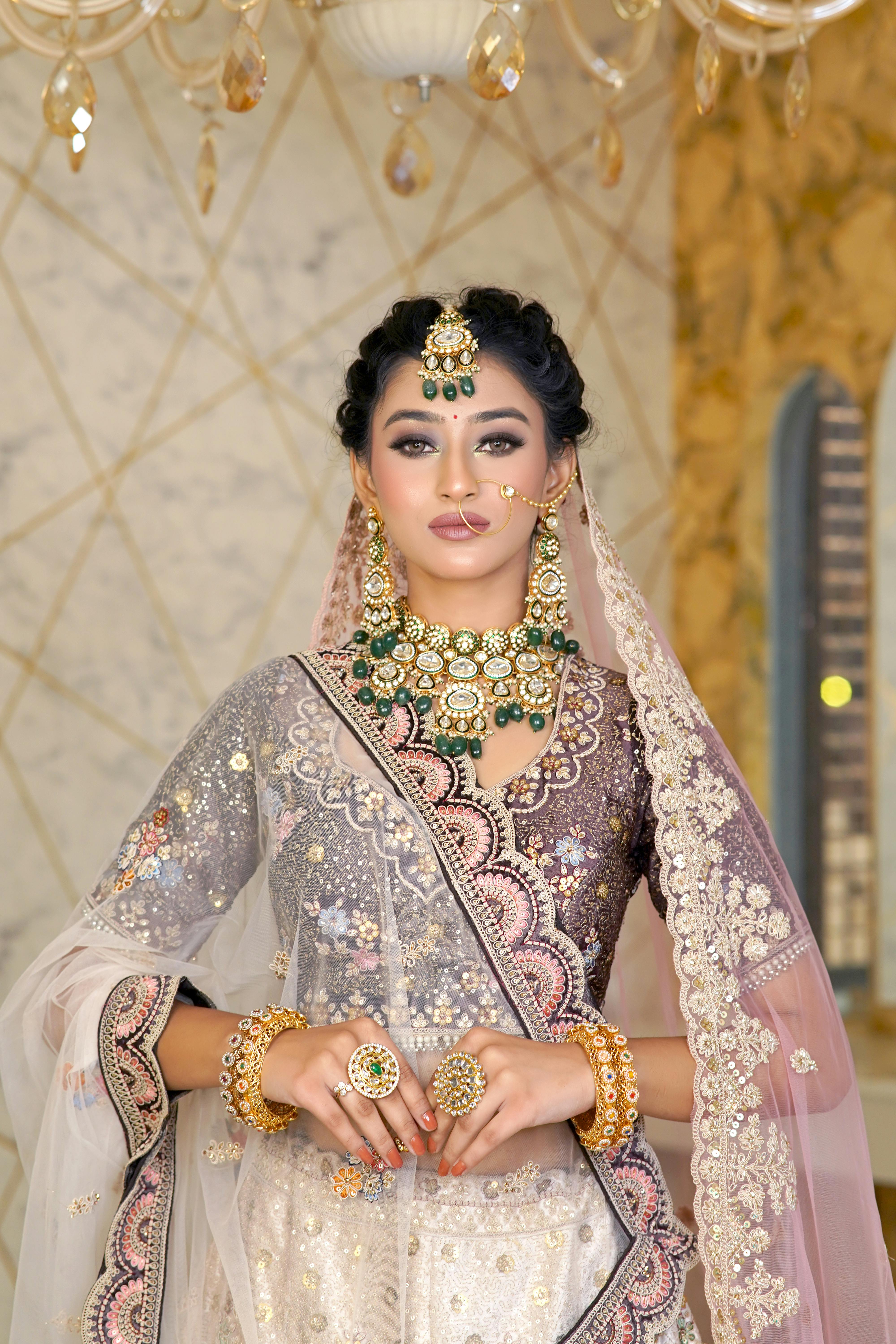 Elegant South Asian Bridal Portrait with Jewelry · Free Stock Photo