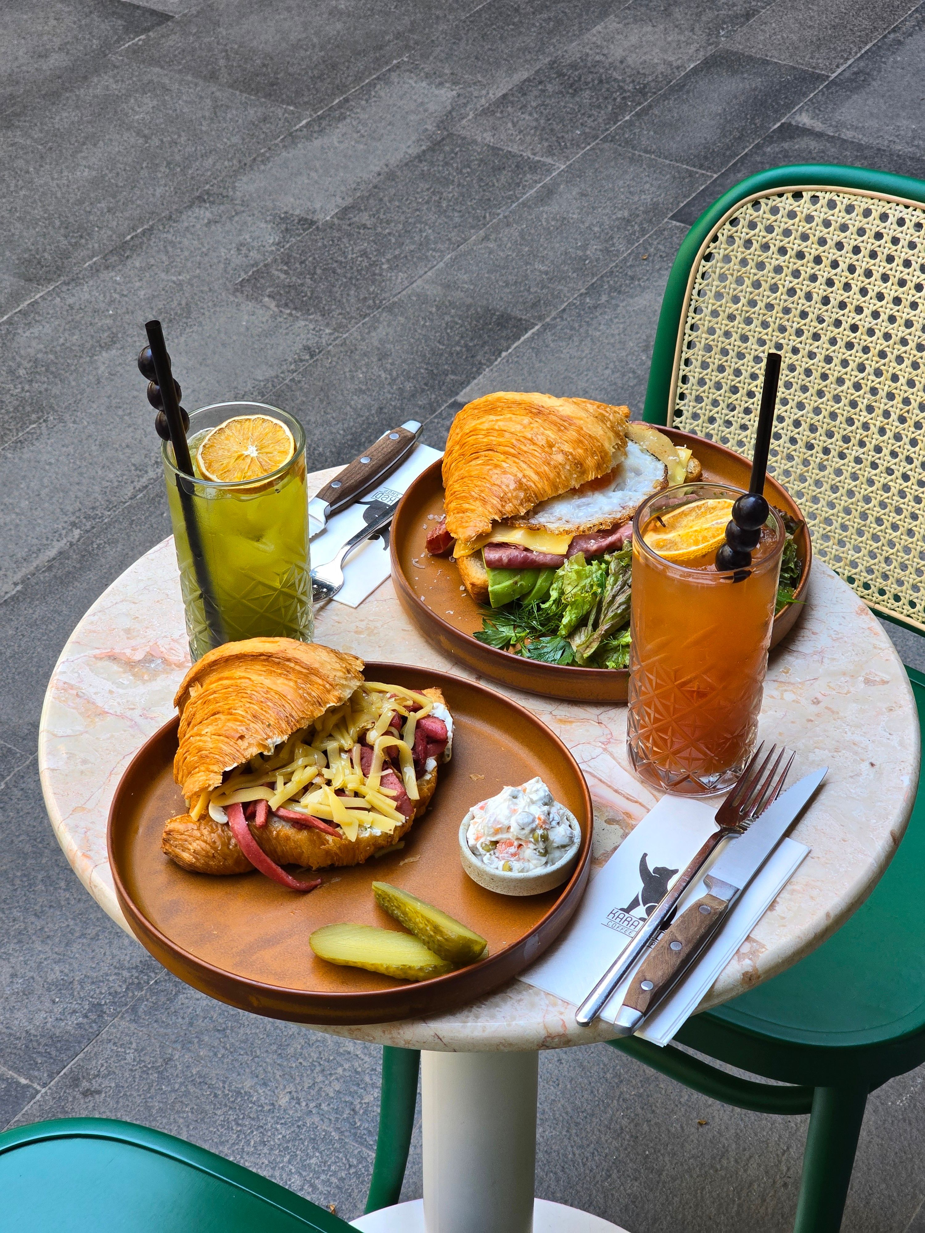 Delicious Croissant Lunch with Refreshments · Free Stock Photo