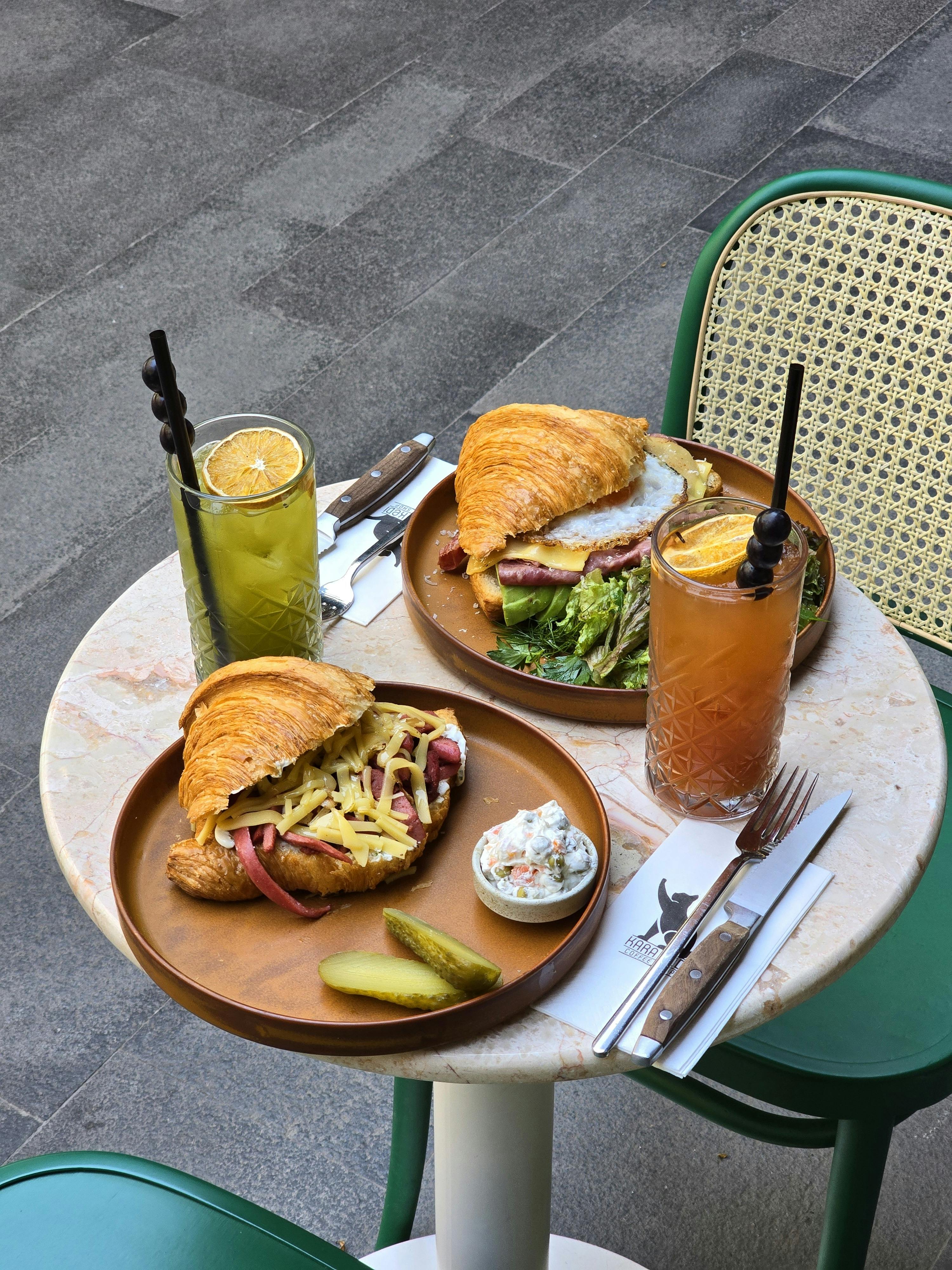 Delicious Croissant Lunch with Refreshments · Free Stock Photo