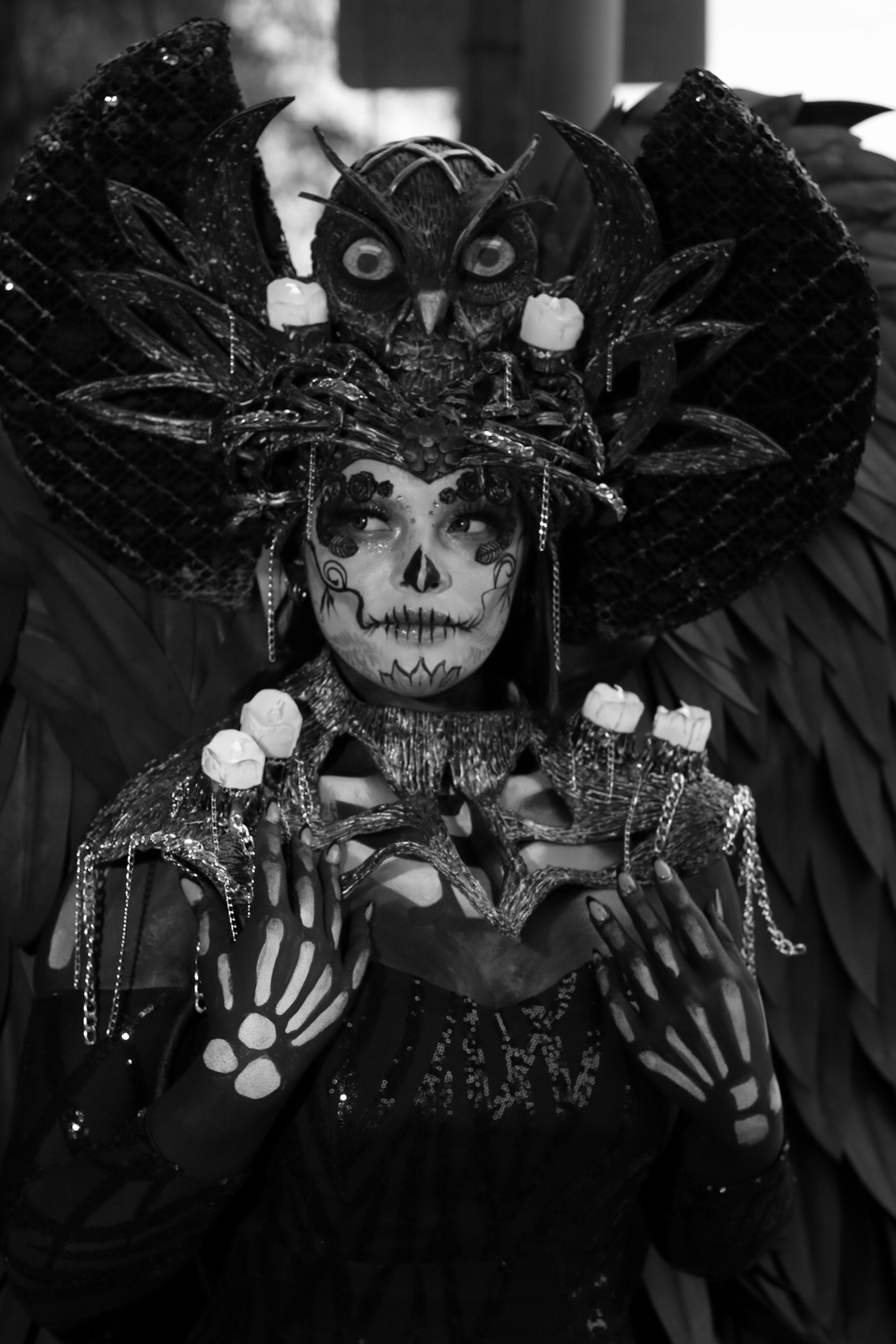 Black and White Gothic Skull Costume Portrait · Free Stock Photo