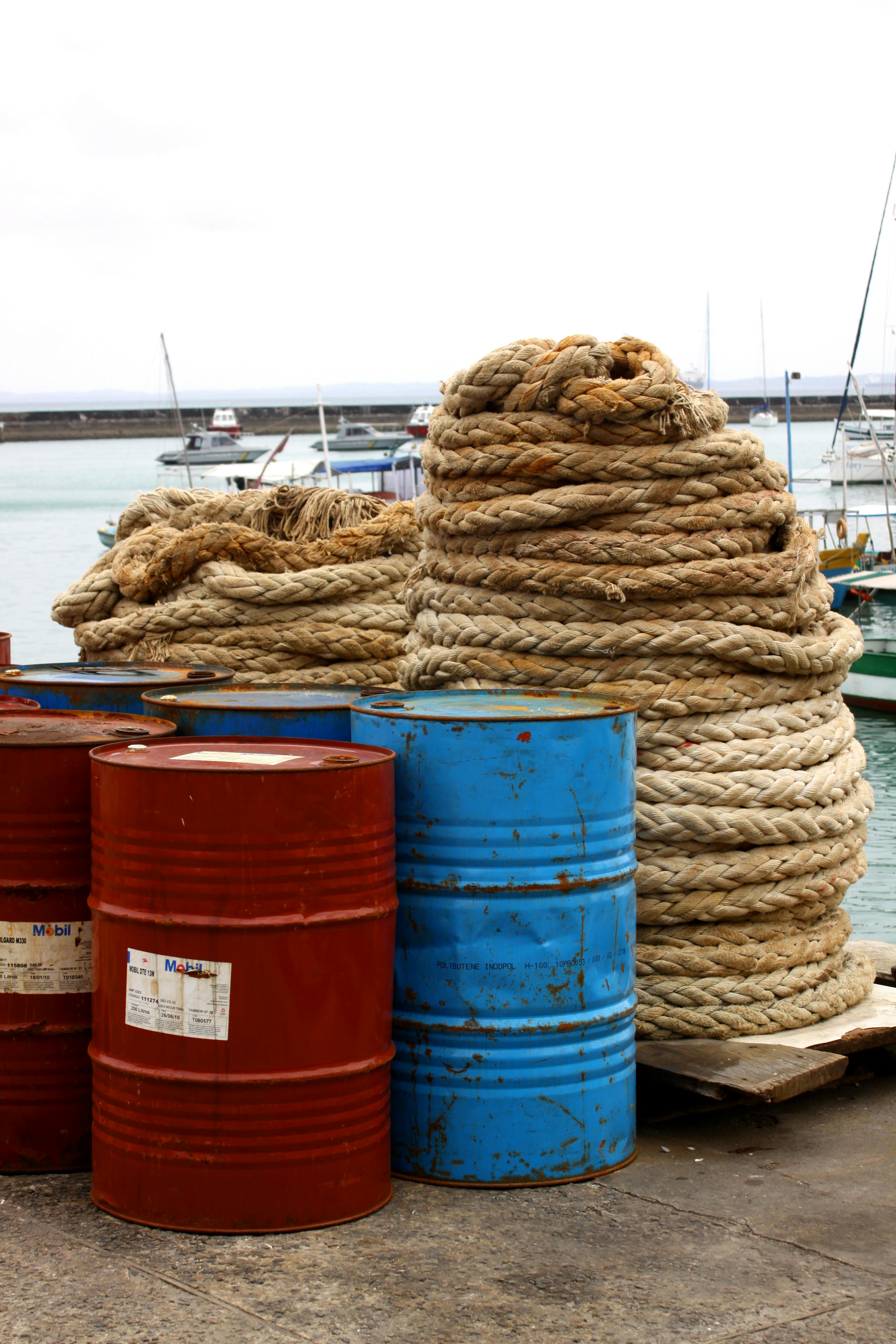 Colorful Rope and Barrel Scene at Salvador Harbor · Free Stock Photo