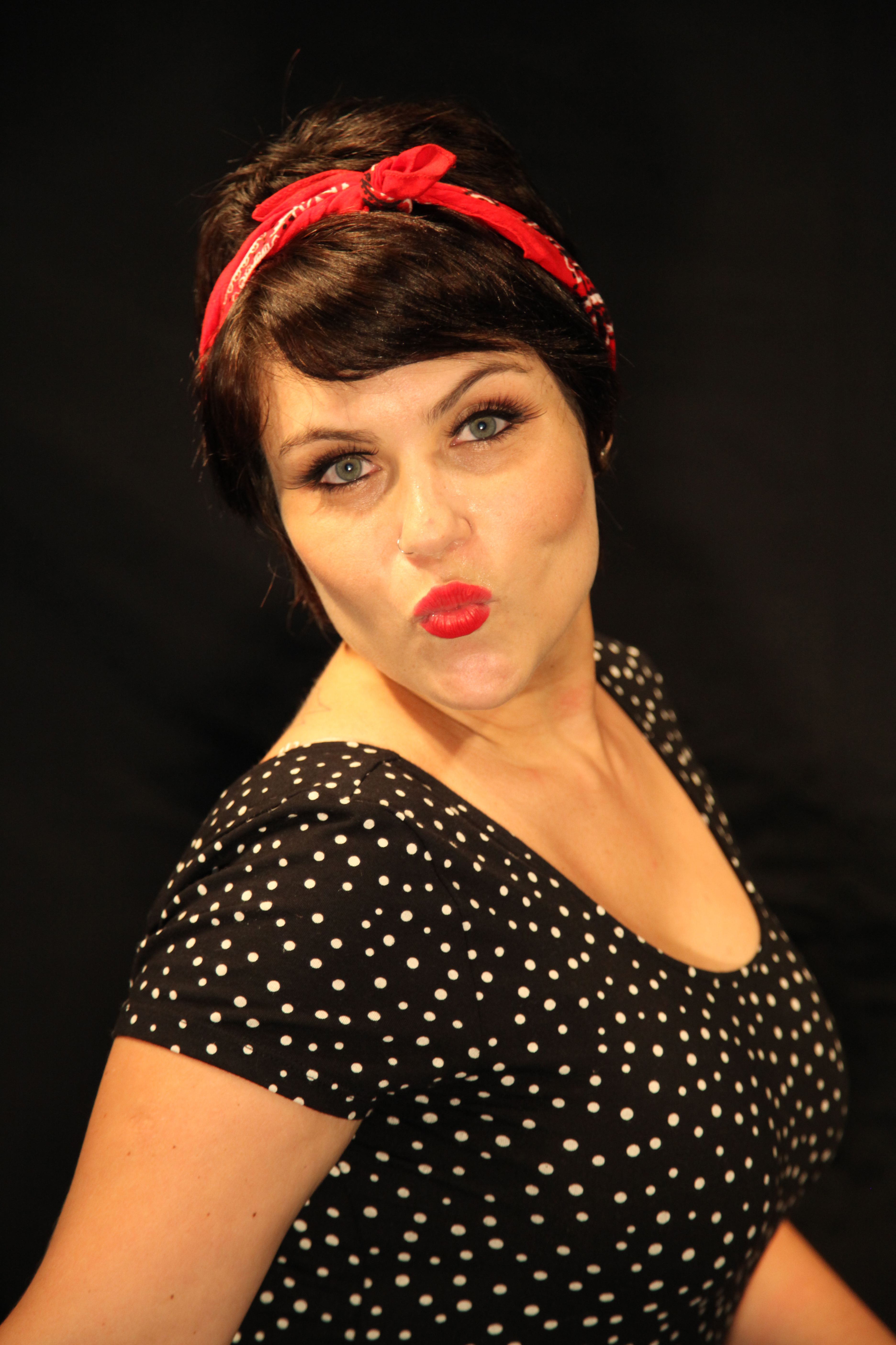 Retro Style Woman Kissing Expression Close-up · Free Stock Photo