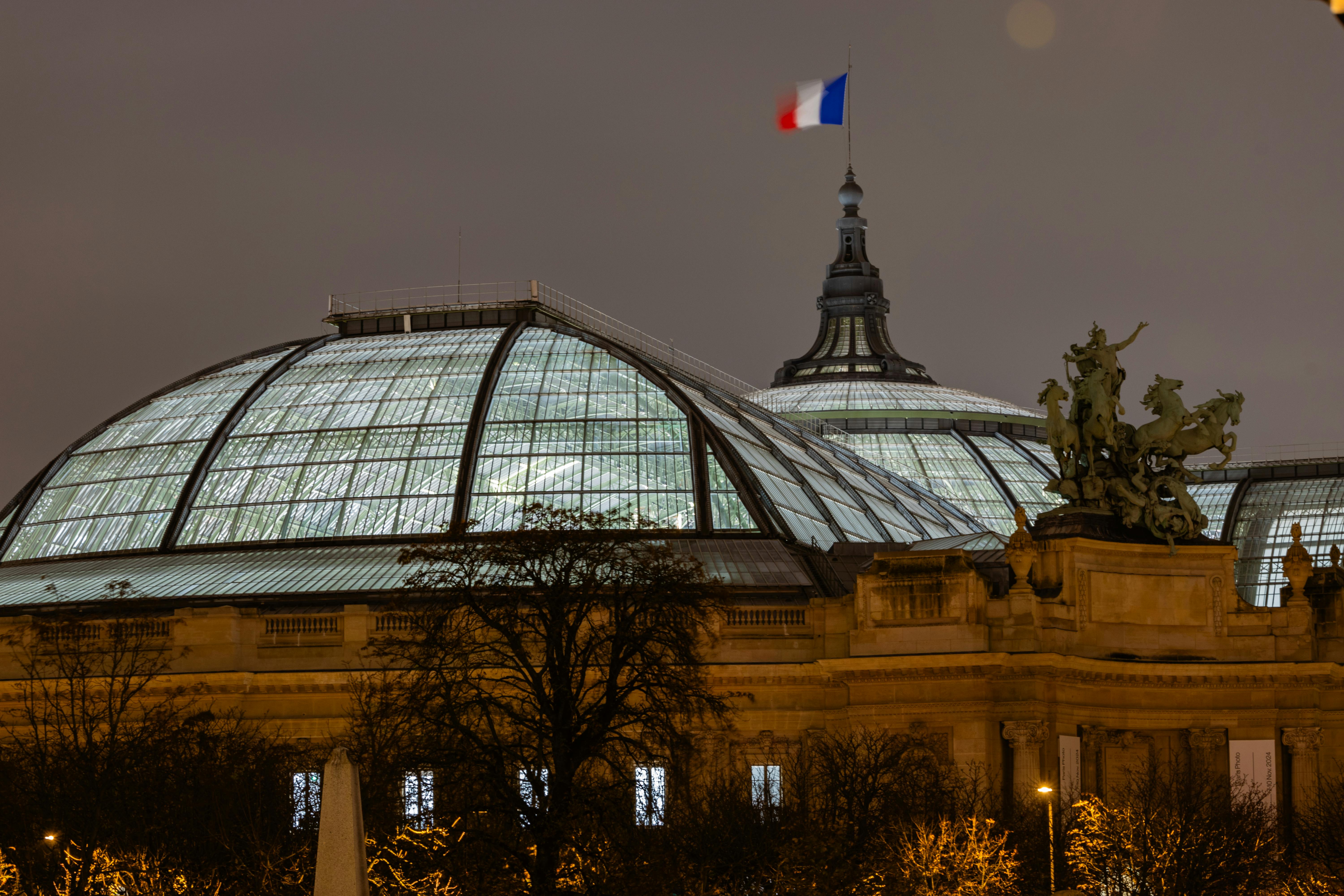 Glass Dome of Grand Palais in Paris at Night · Free Stock Photo