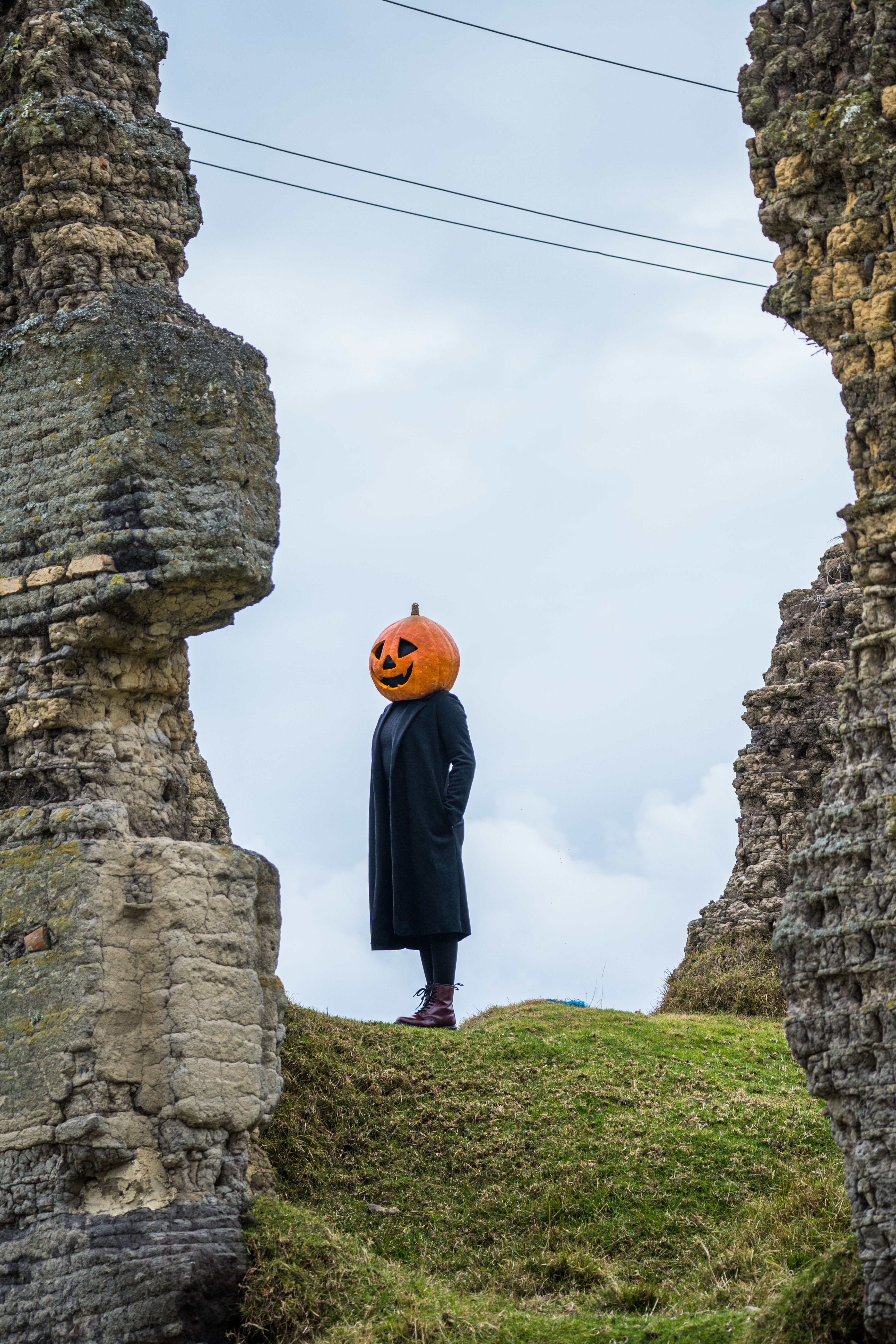 Halloween Pumpkin Head in Ruins · Free Stock Photo