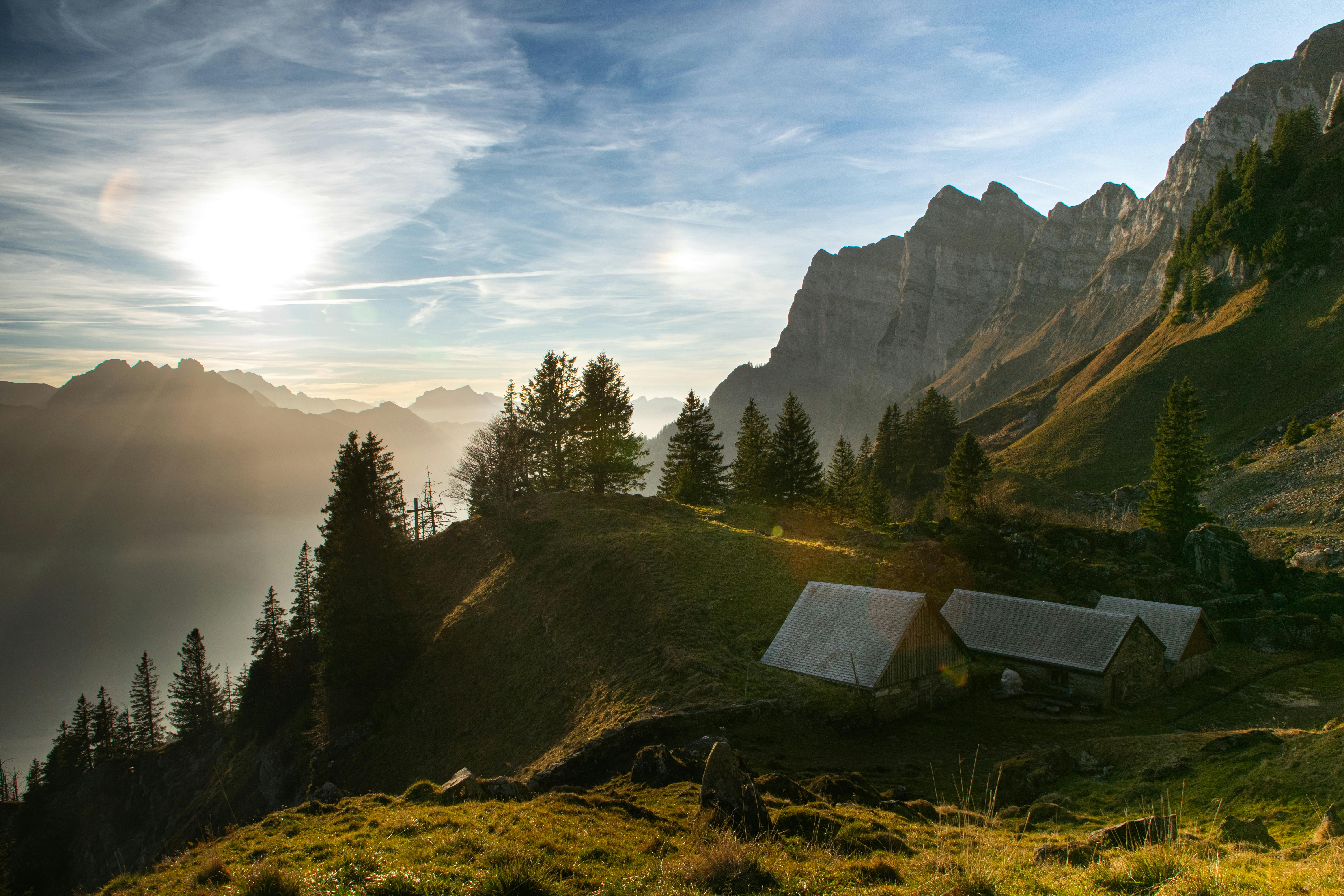Scenic Sunset Over Swiss Alps in Walenstadt · Free Stock Photo
