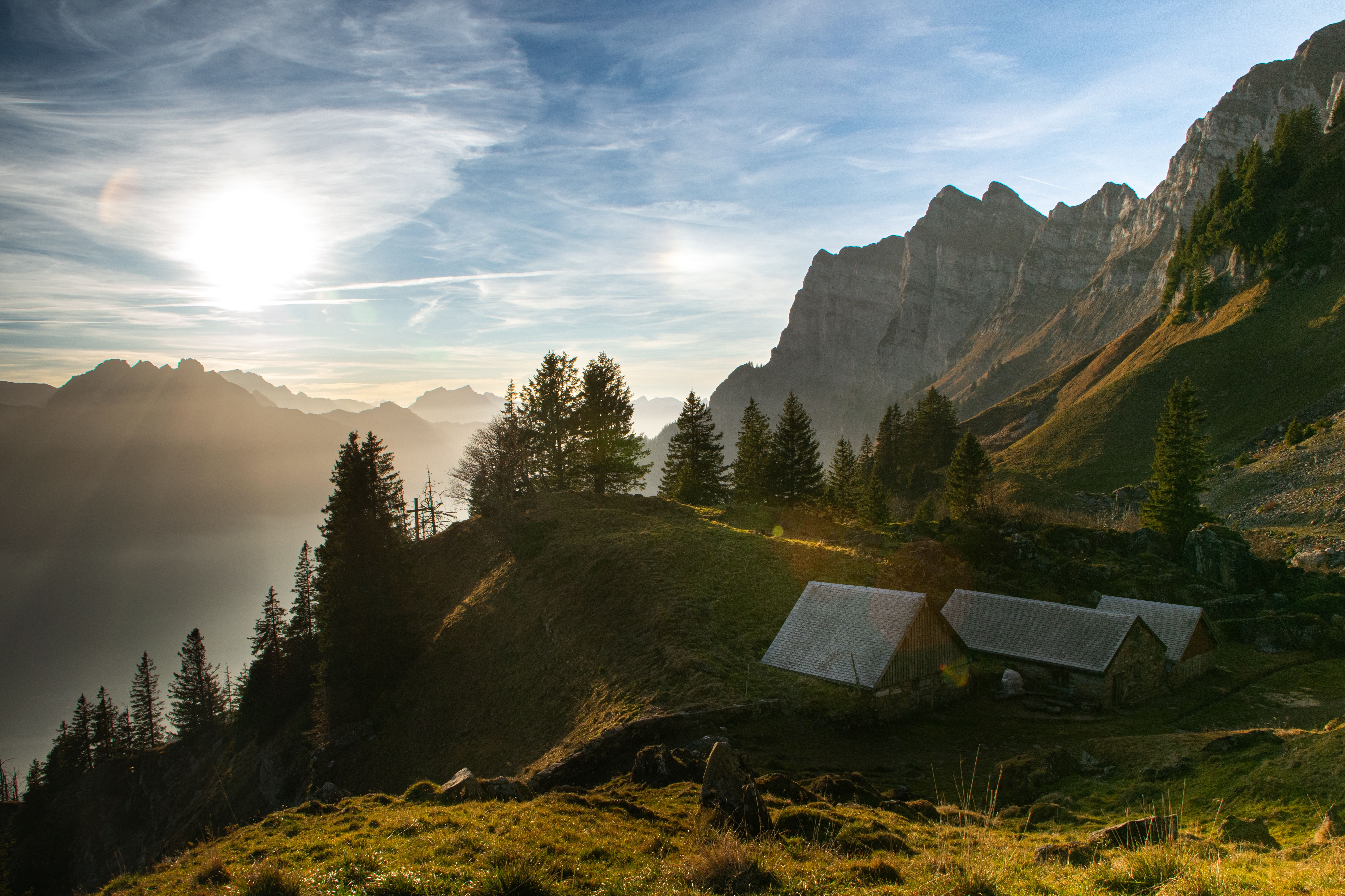 Scenic Sunset Over Swiss Alps in Walenstadt · Free Stock Photo