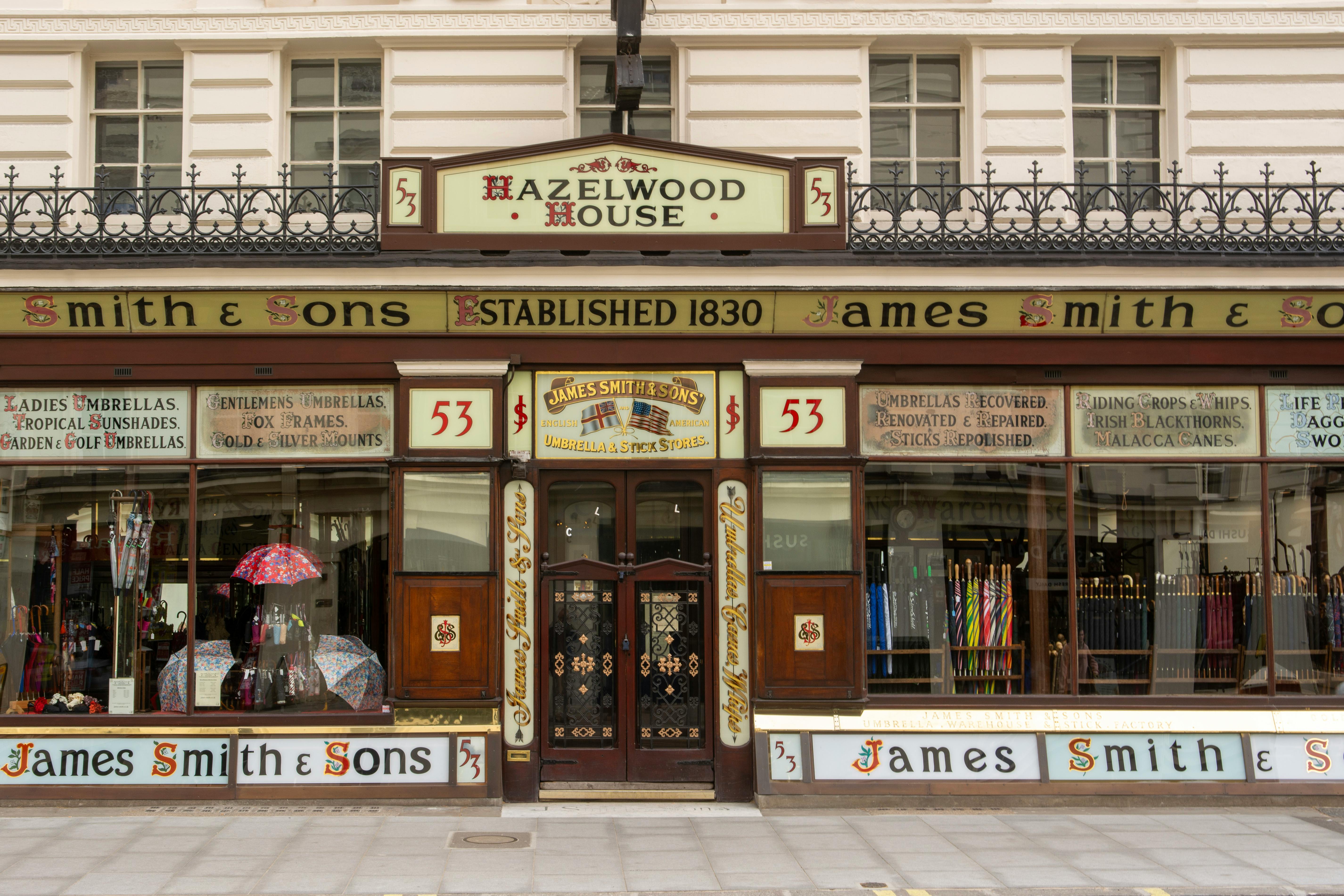 Vintage James Smith & Sons Shopfront in London · Free Stock Photo