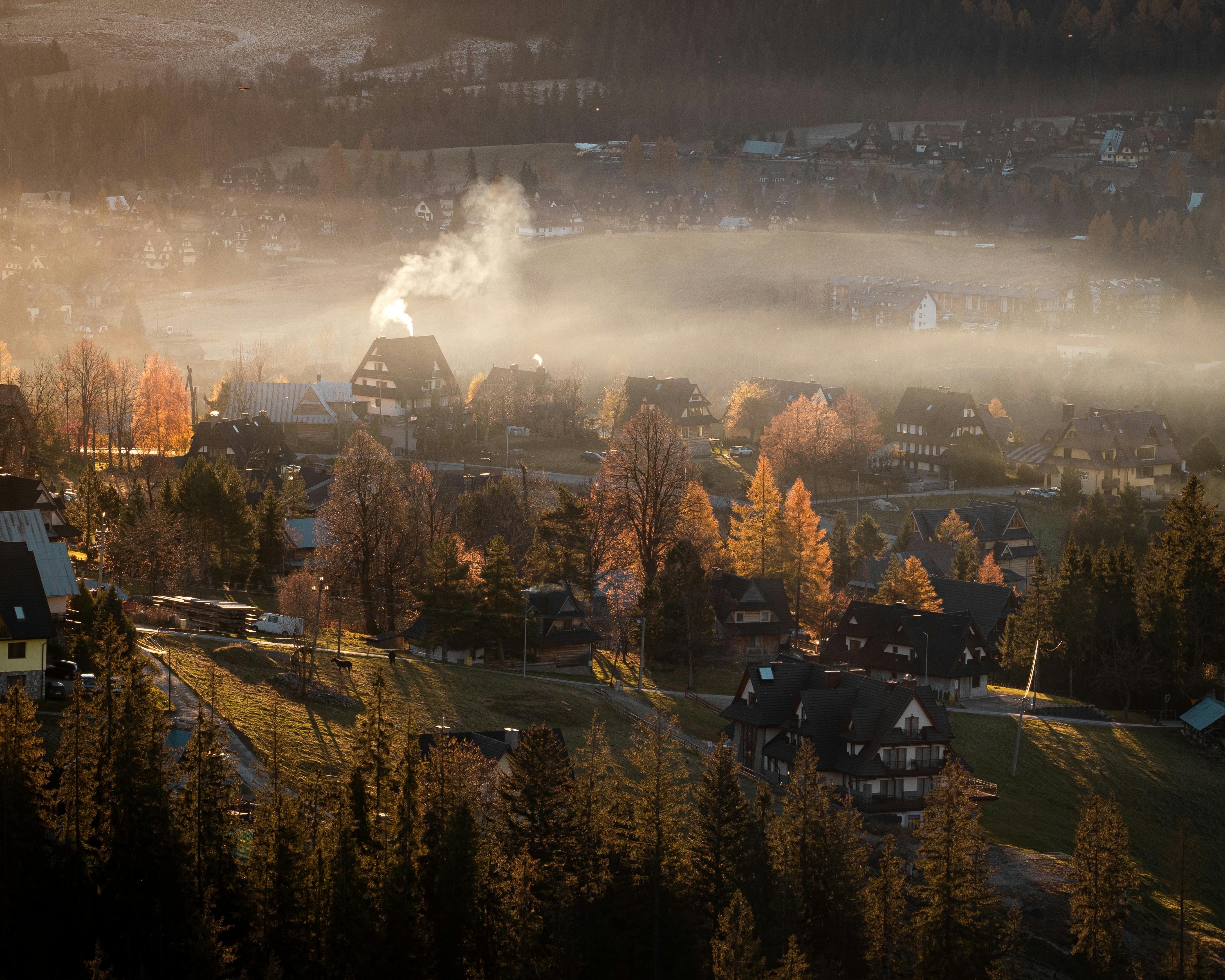 Misty Autumn Morning in Zakopane, Poland · Free Stock Photo