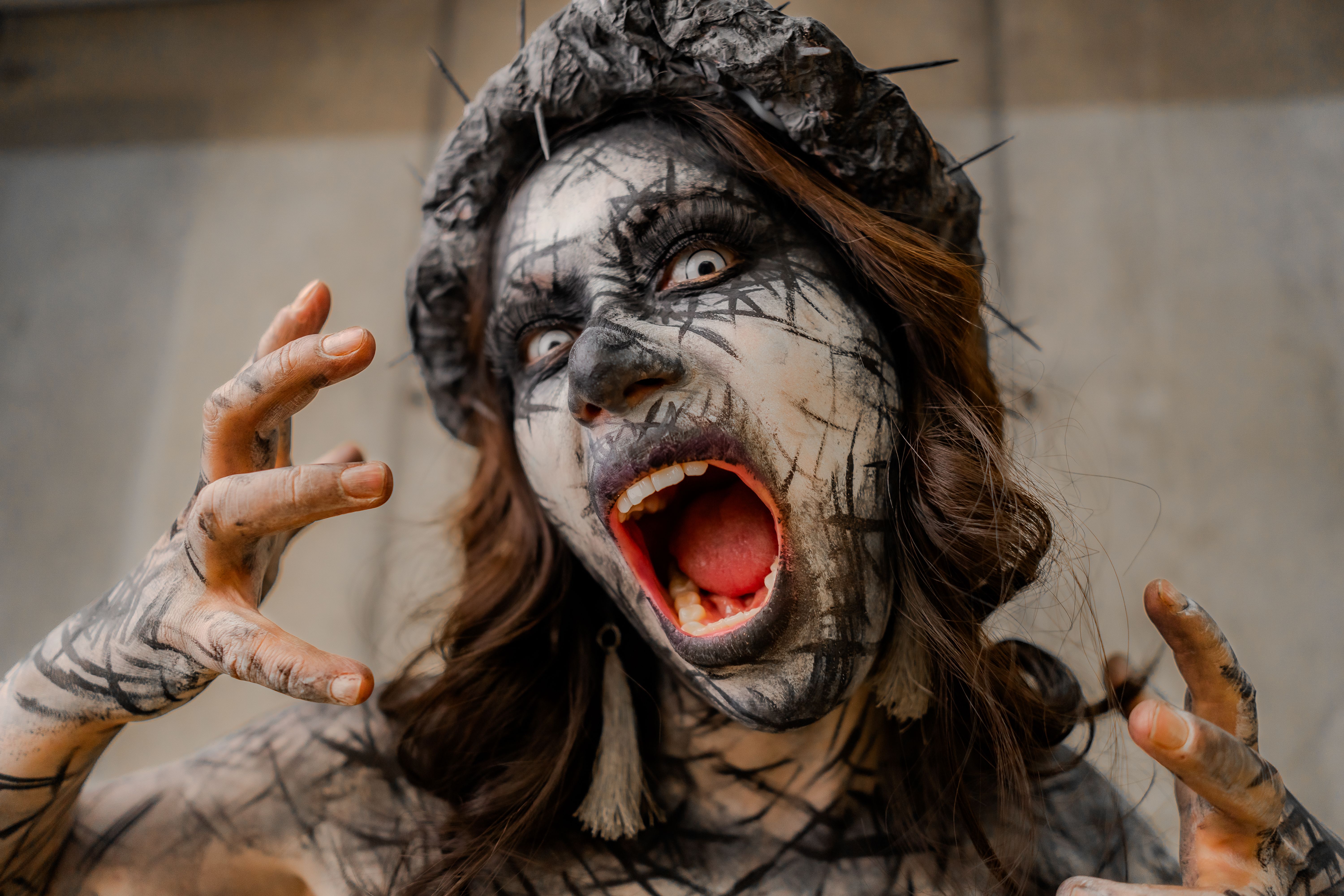 Surreal Horror Portrait with Dramatic Makeup · Free Stock Photo