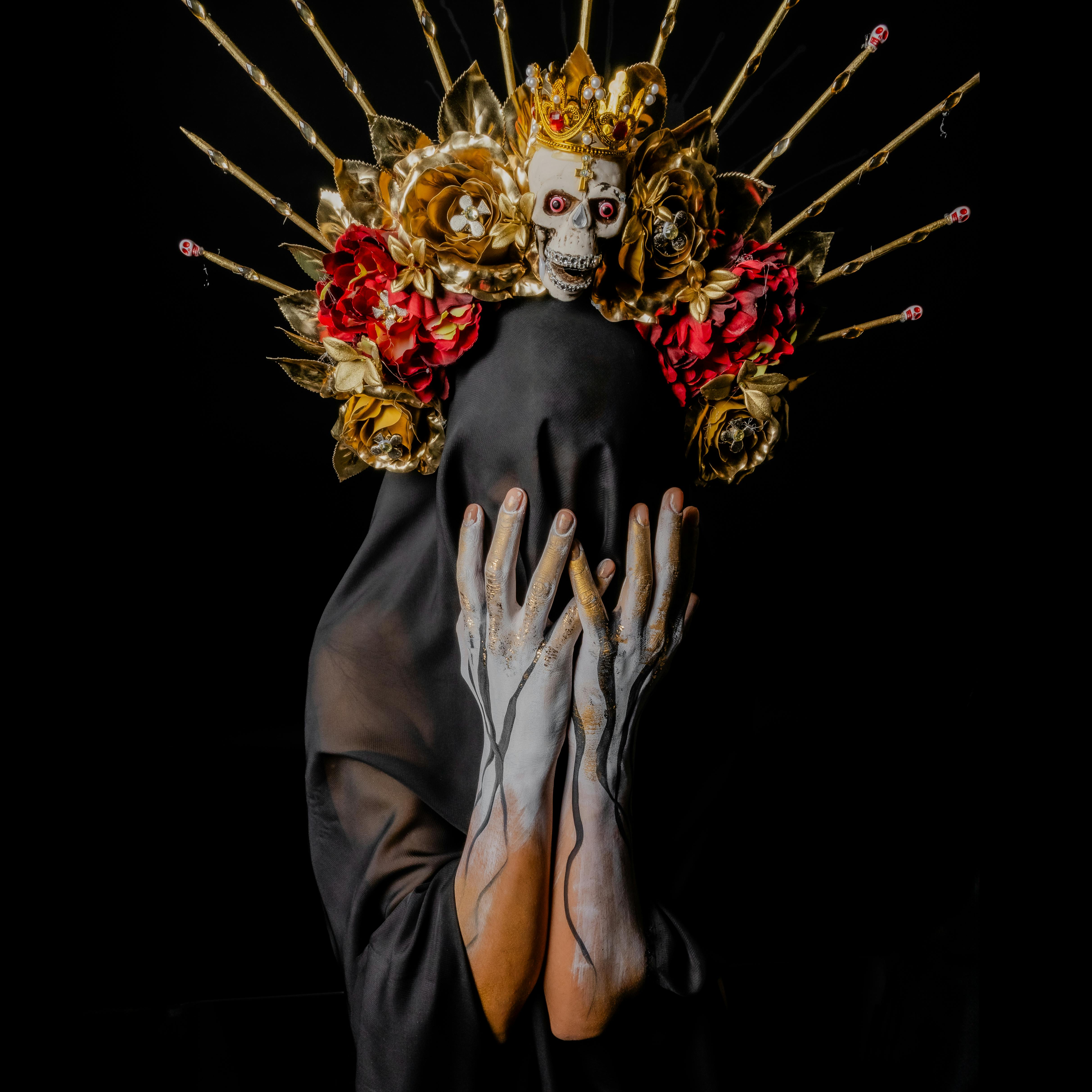 Surreal Gothic Halloween Portrait with Skull Art · Free Stock Photo