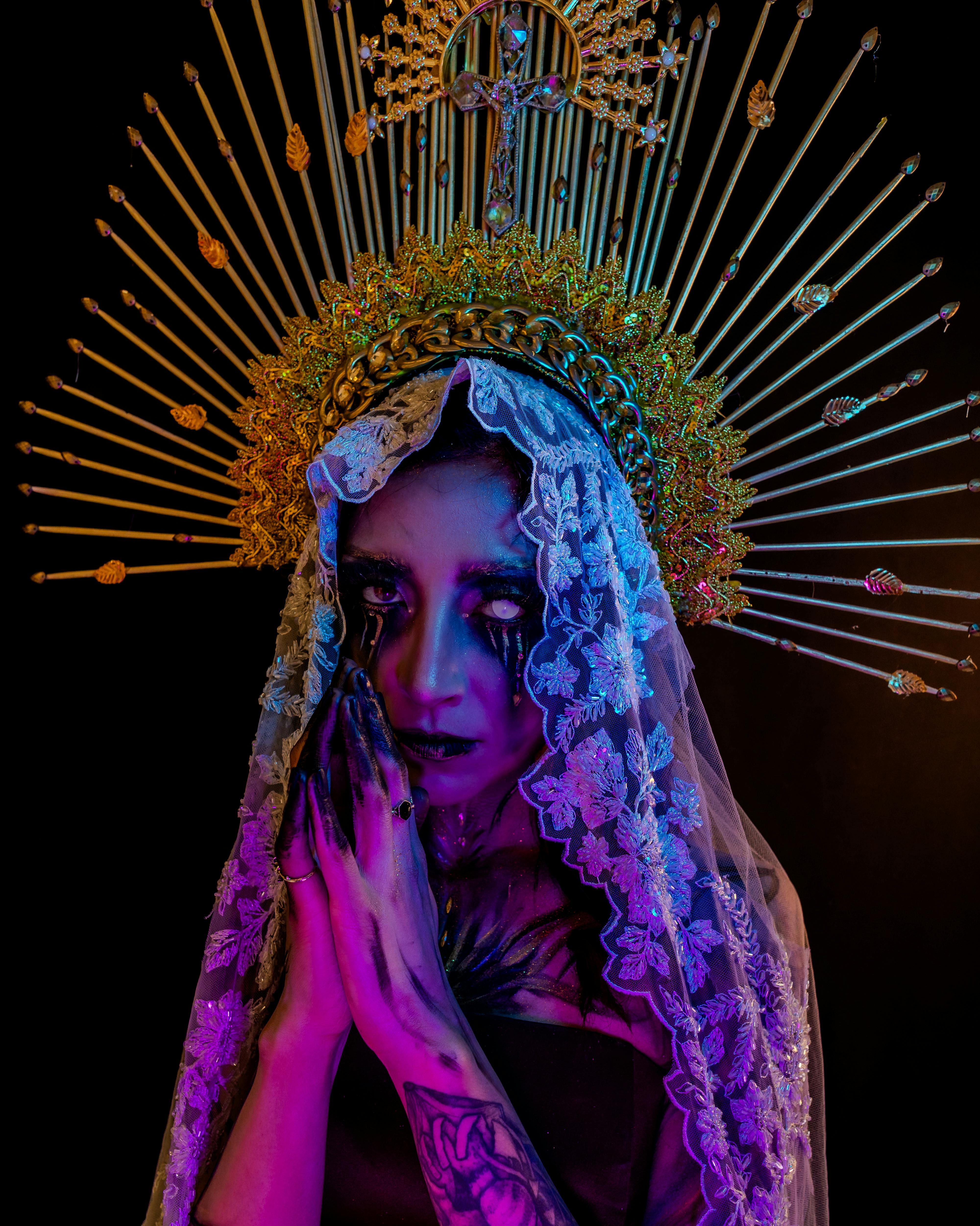 Surreal Gothic Portrait with Decorative Headpiece · Free Stock Photo