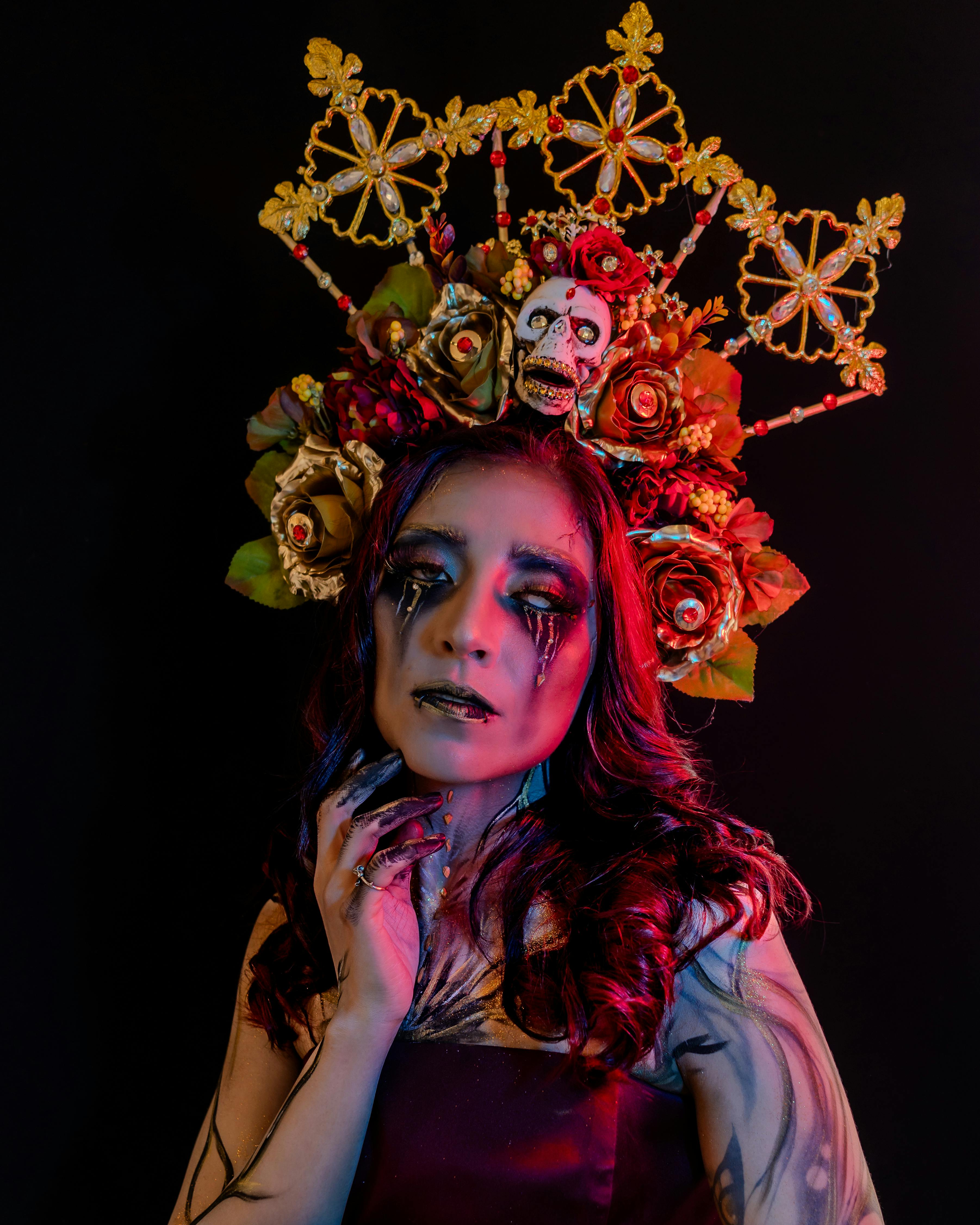 Surreal Gothic Portrait with Intricate Headpiece · Free Stock Photo