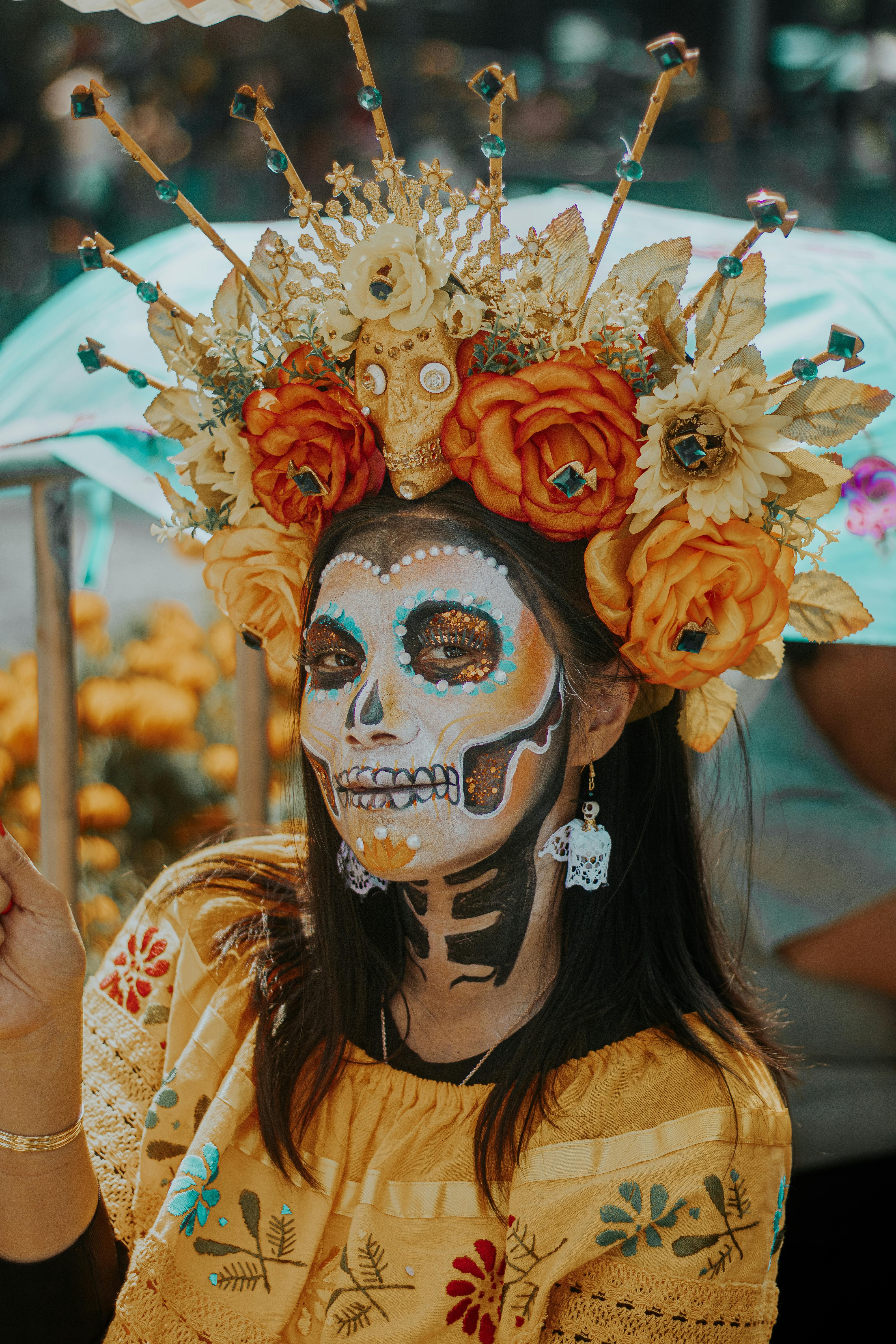 Colorful Catrina Makeup at Day of the Dead Celebration · Free Stock Photo