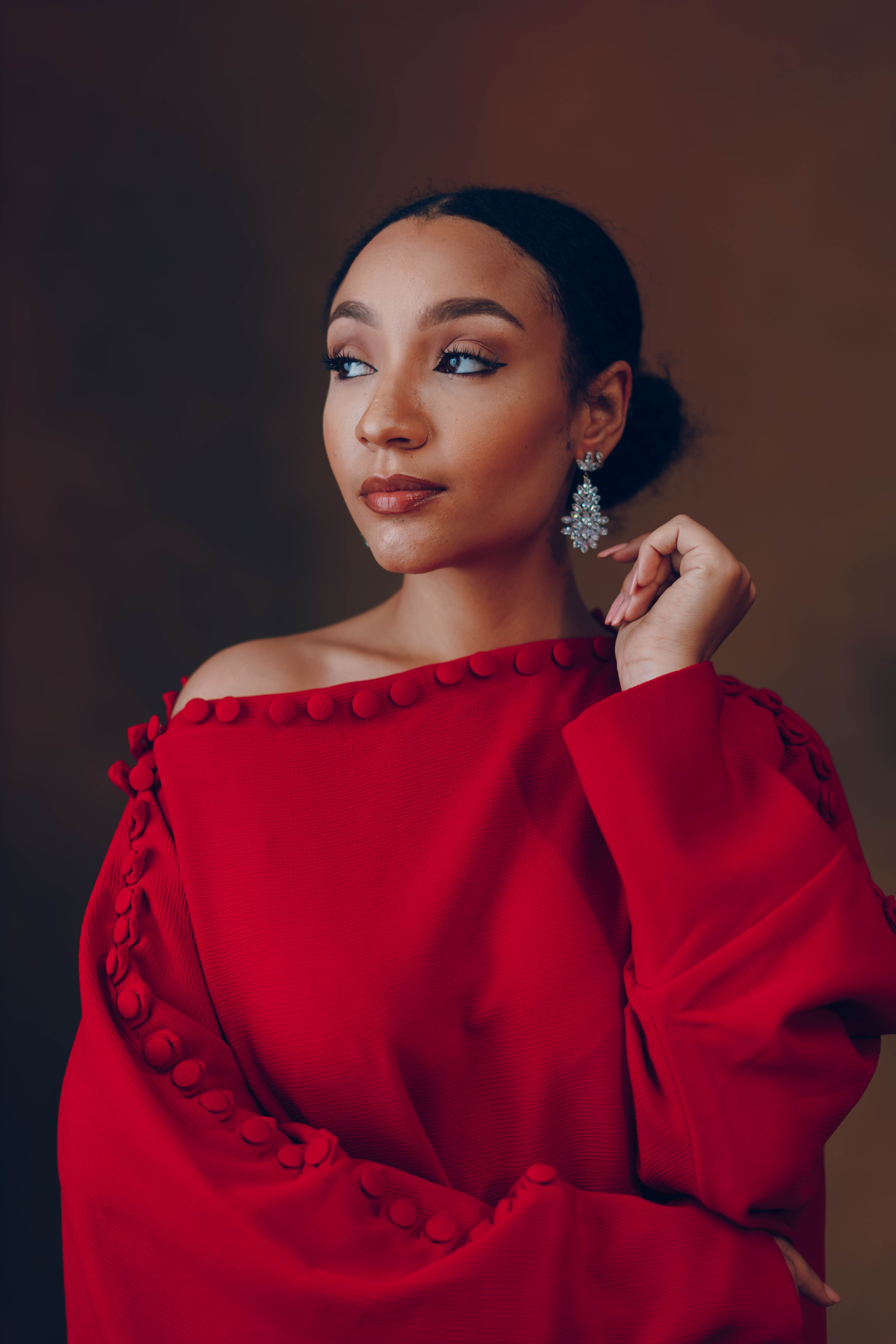 Elegant Portrait of Woman in Red Dress · Free Stock Photo