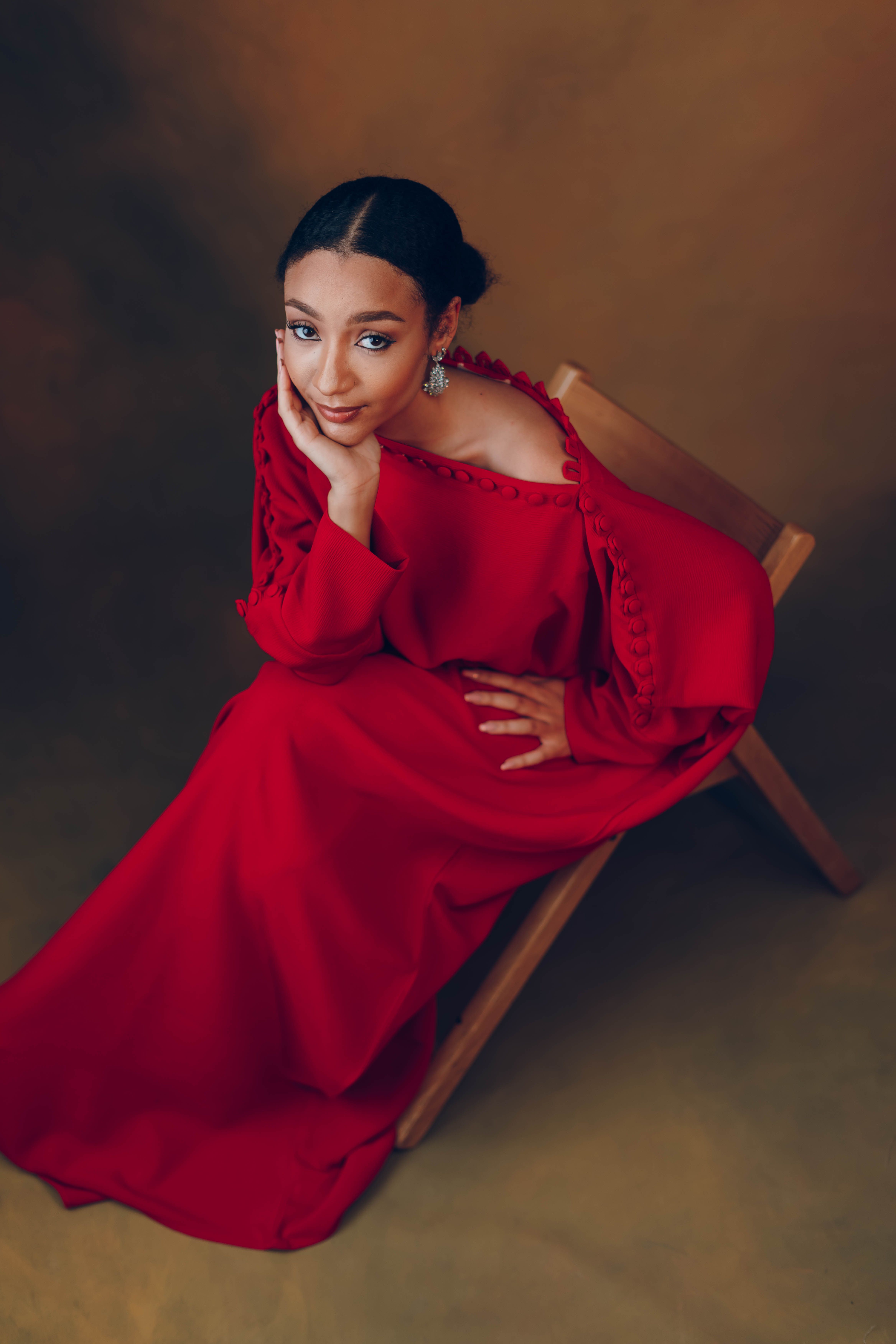 Elegant Portrait in Red Dress · Free Stock Photo