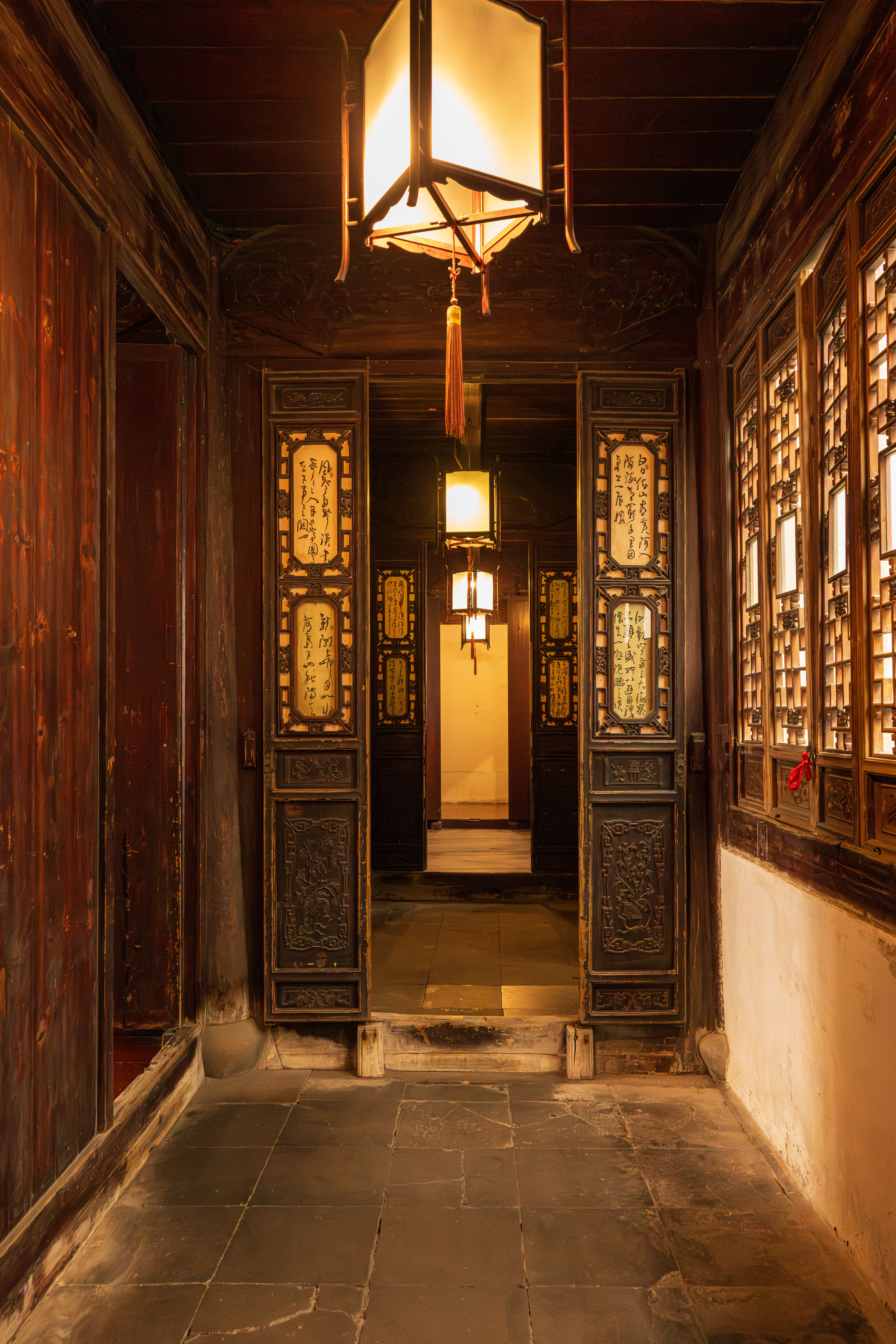 Traditional Chinese Interior Hallway Lanterns · Free Stock Photo