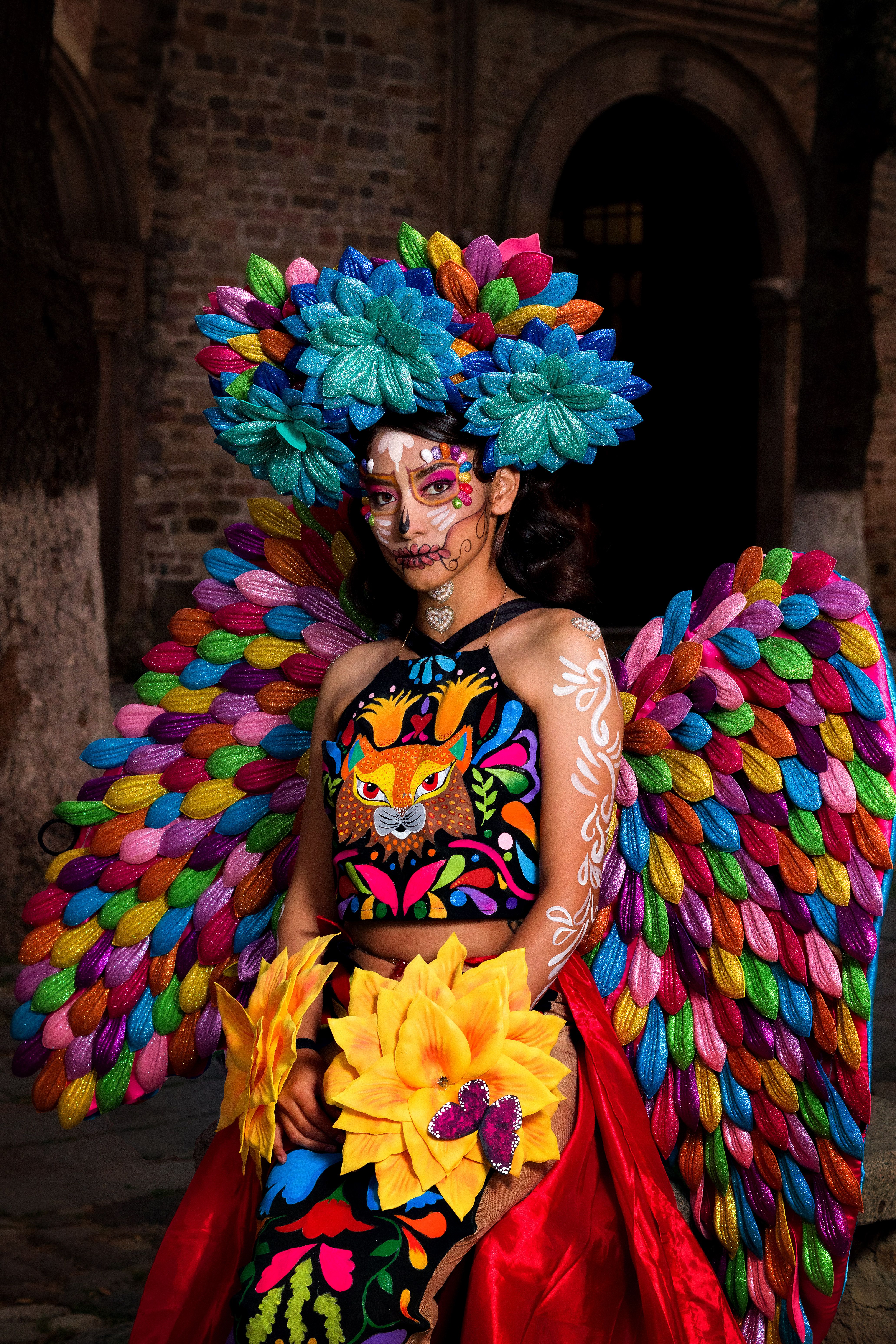Vibrant Mexican Catrina Costume in Tlaxcala · Free Stock Photo