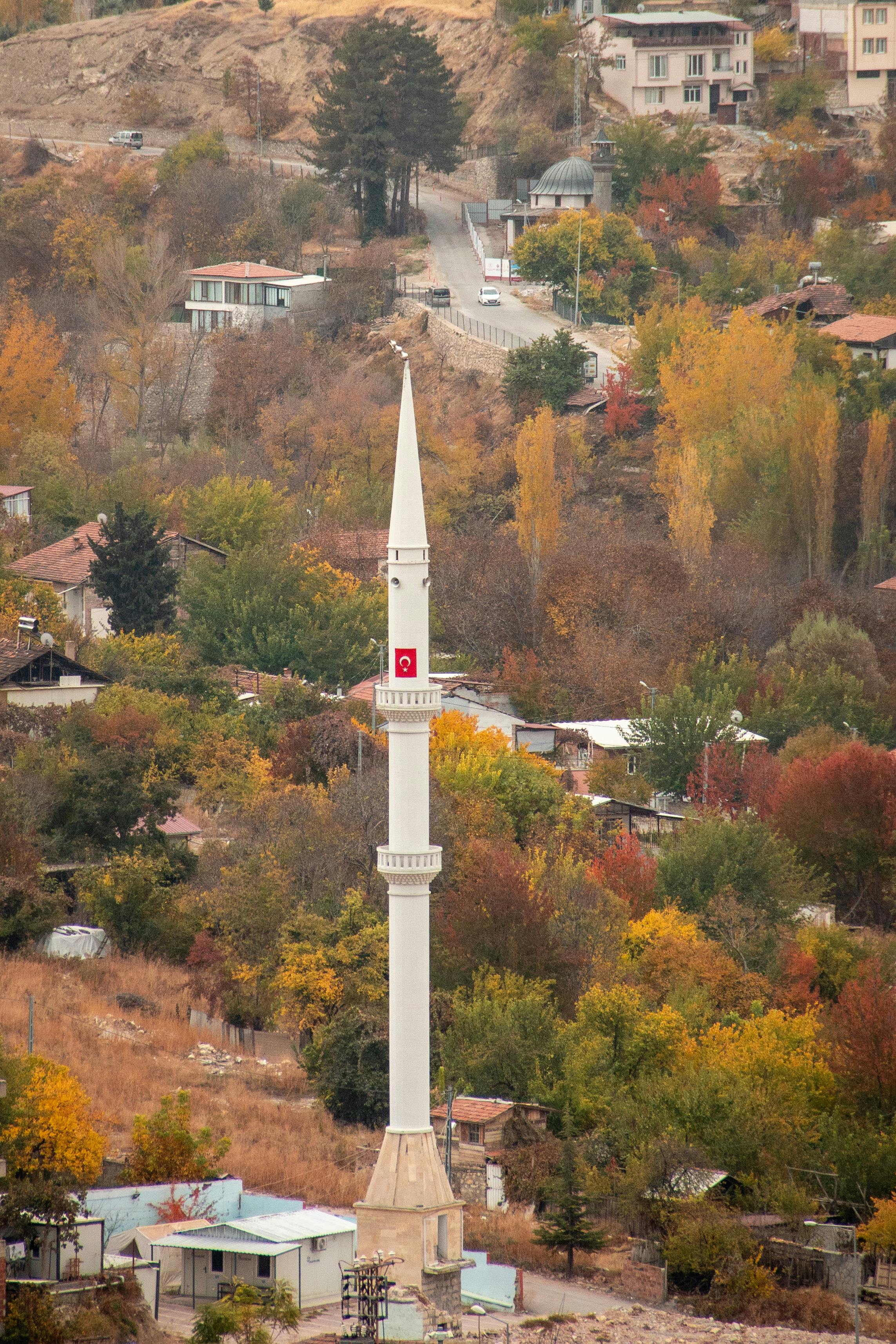 Scenic Autumn View of Minaret in Turkish Village · Free Stock Photo