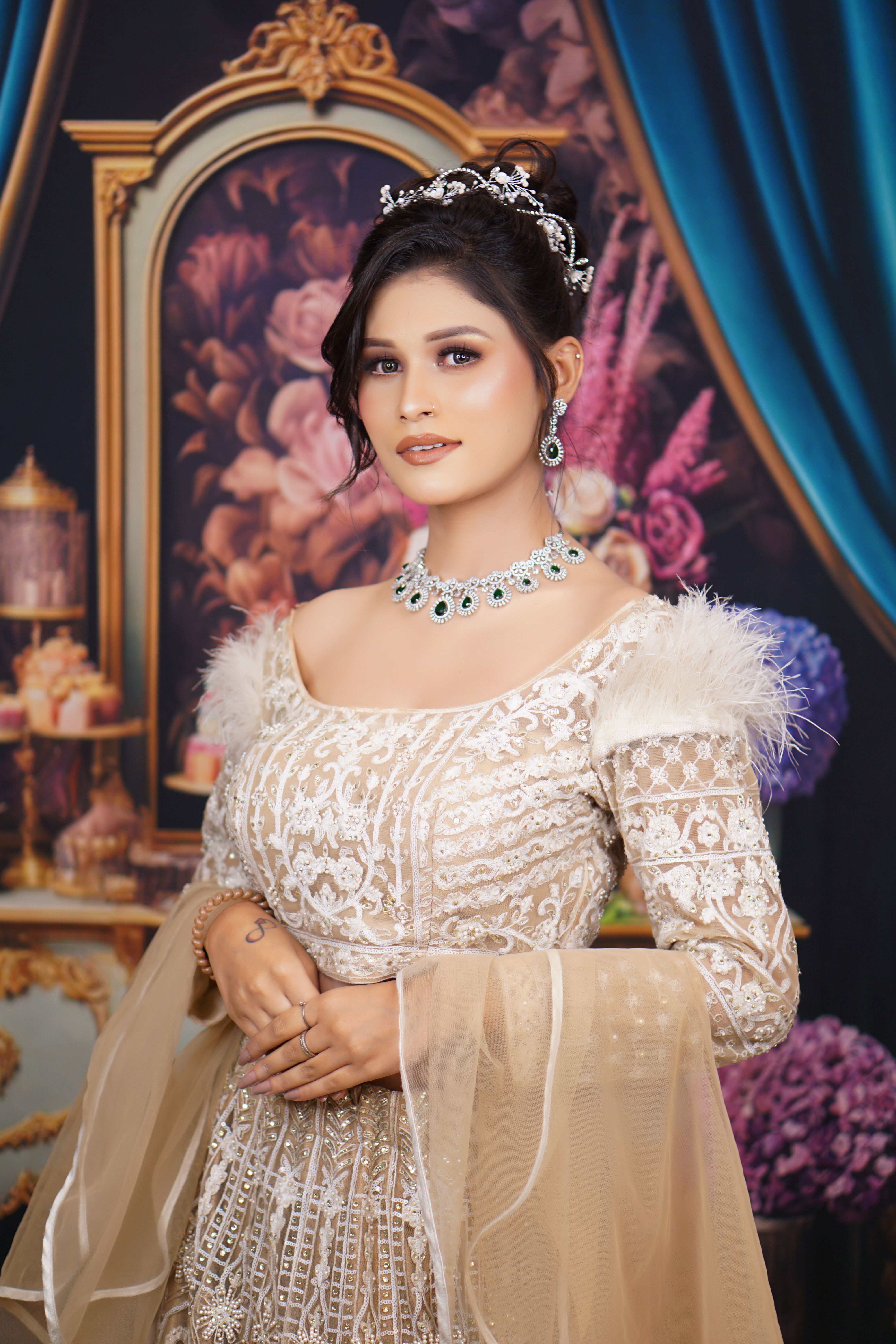 Elegant Woman in Ornate Bridal Gown · Free Stock Photo
