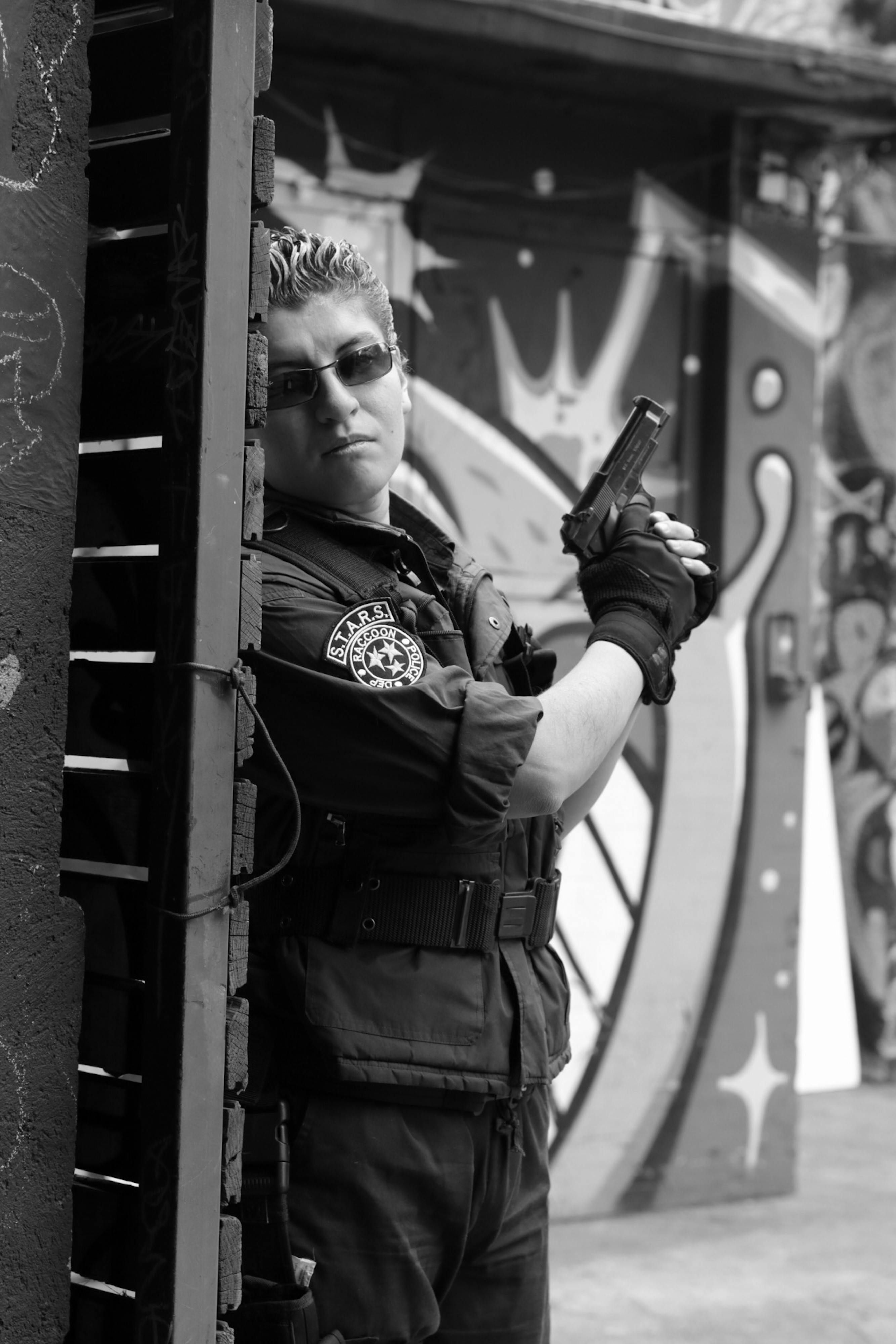 Black and White Portrait of Guard with Gun · Free Stock Photo