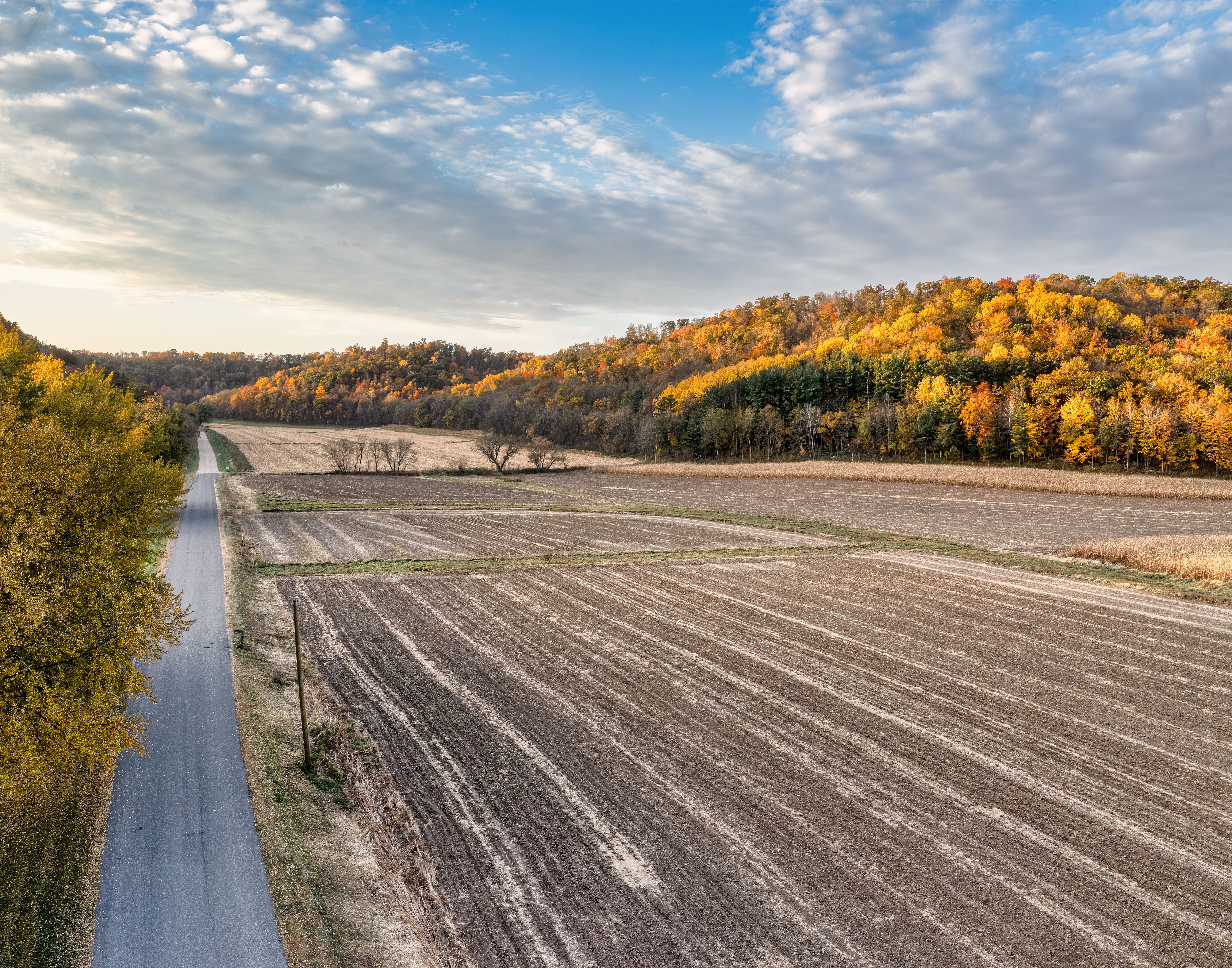 Breathtaking Aerial View of Autumn Fields in Wisconsin · Free Stock Photo