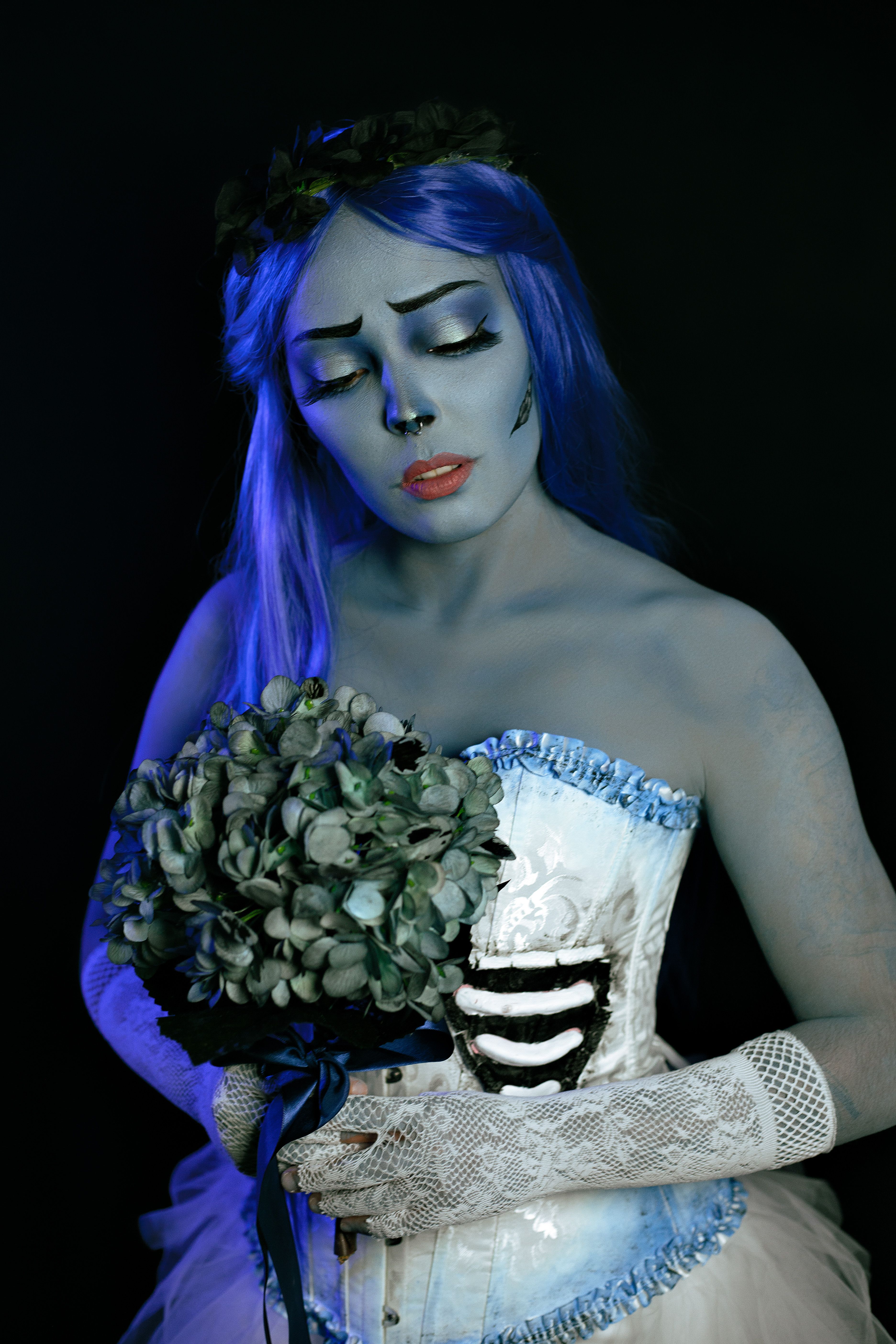 Blue Themed Halloween Bride Costume Portrait · Free Stock Photo