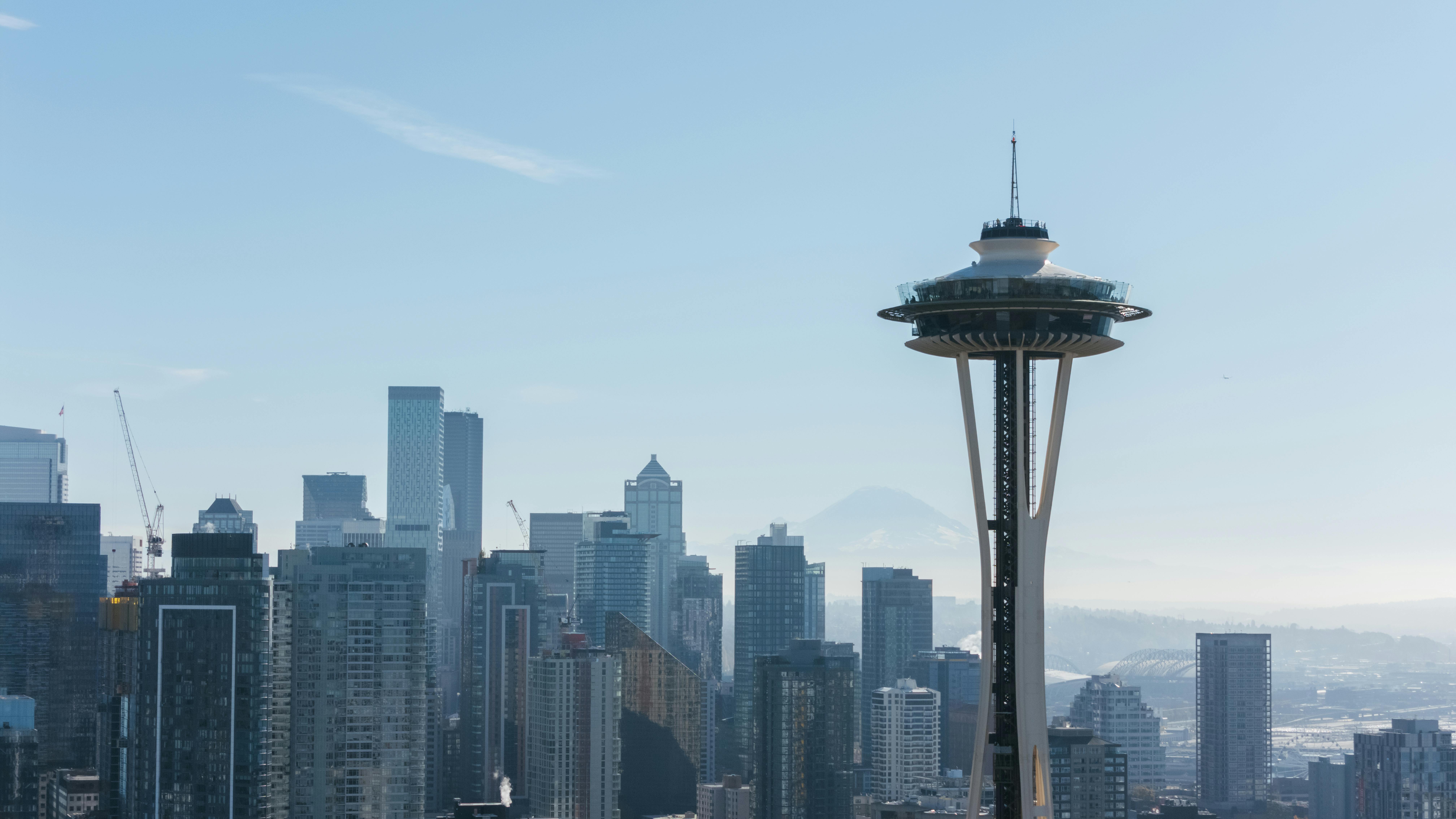 Seattle Skyline with Space Needle and Skyscrapers · Free Stock Photo