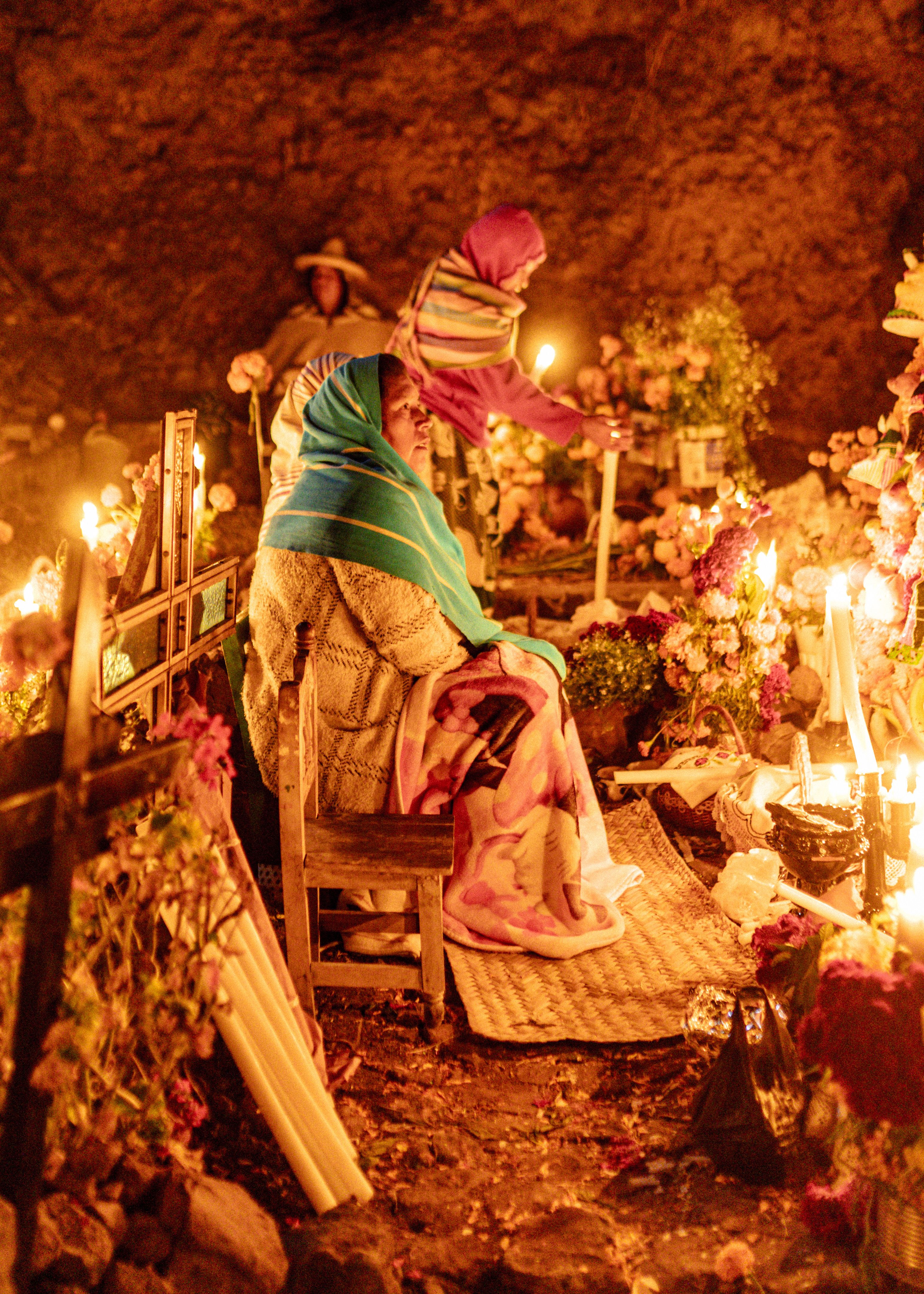 Cultural Midnight Vigil with Flowers and Candles · Free Stock Photo