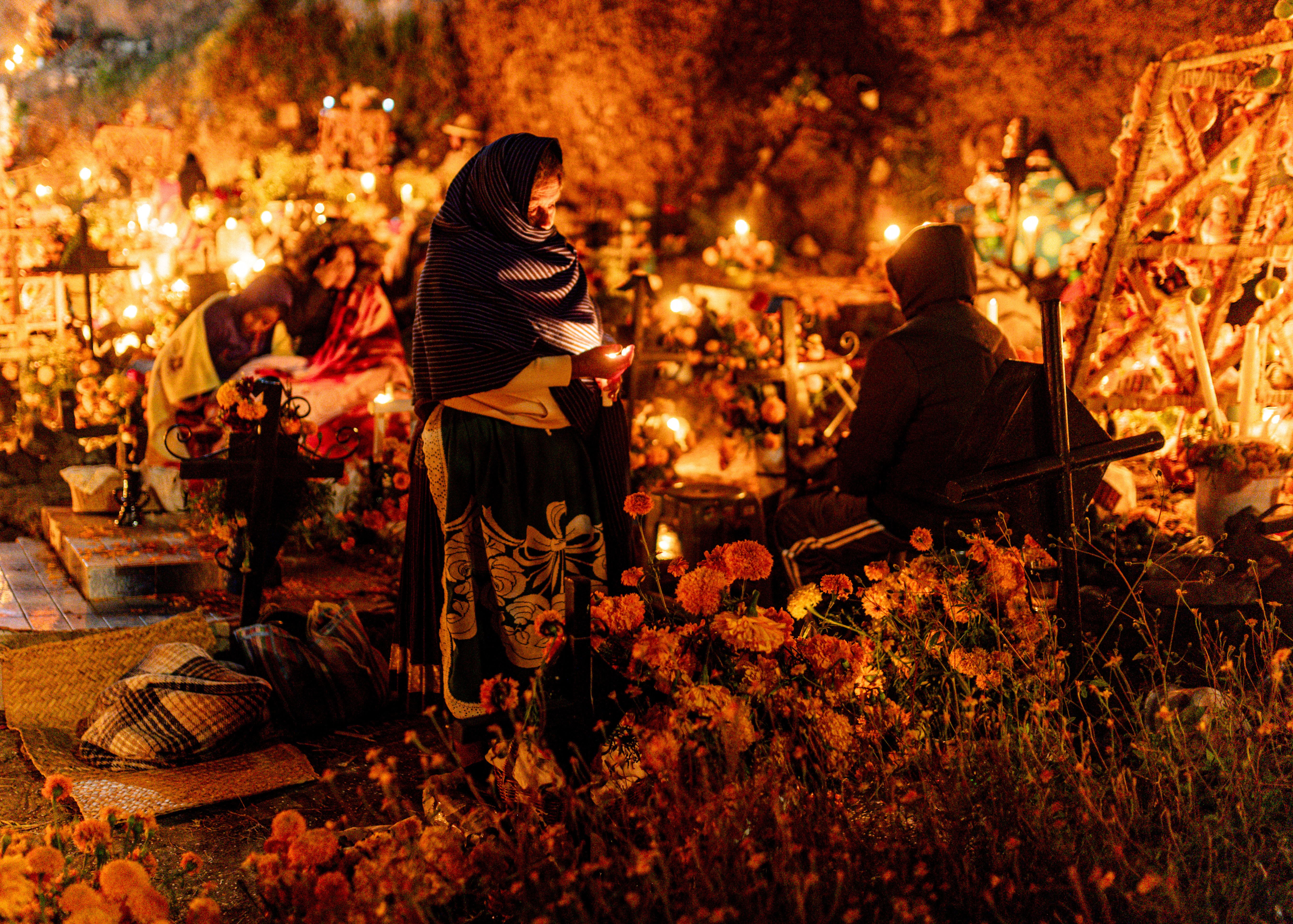 Day of the Dead Night Candle Vigil Ritual · Free Stock Photo
