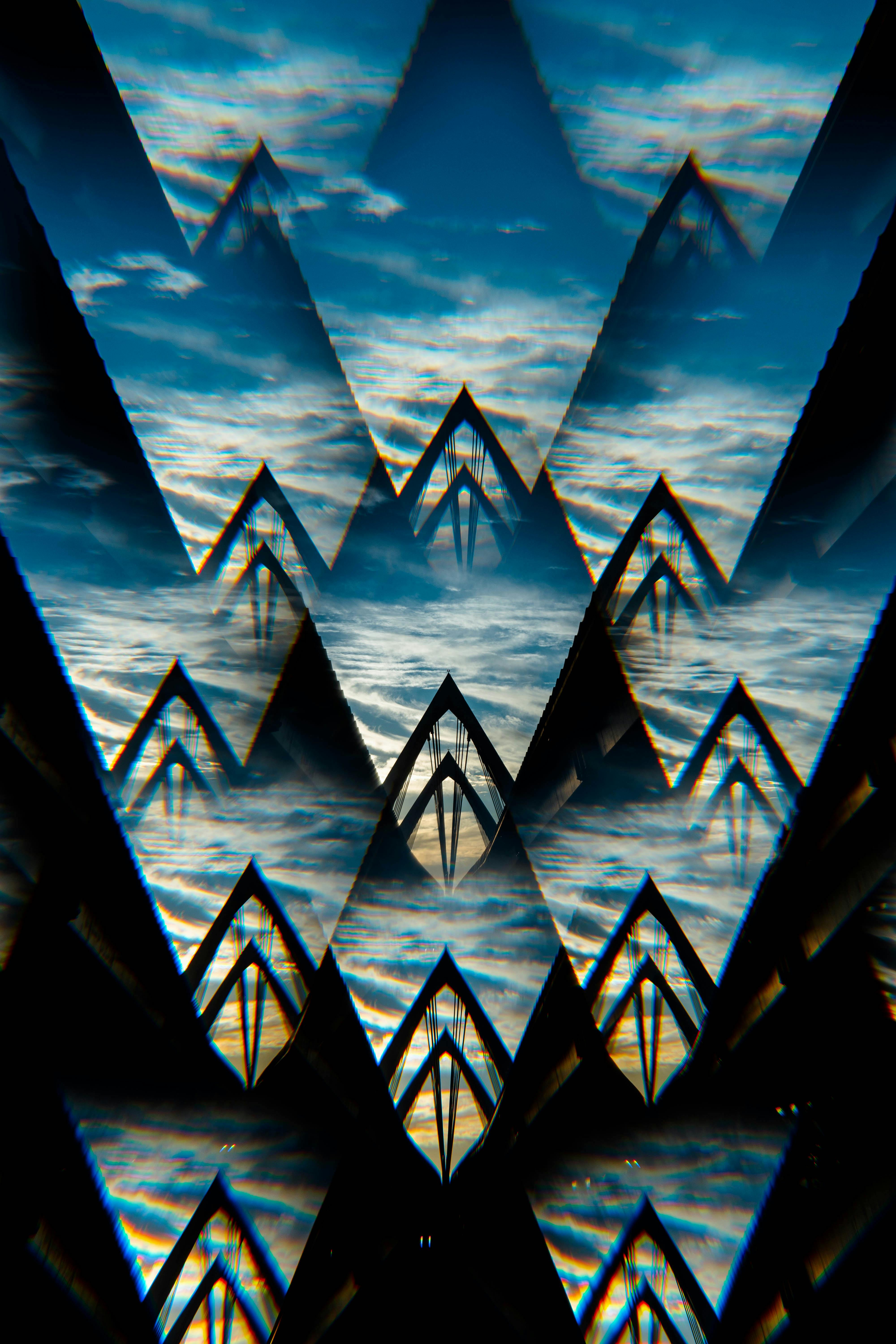 Abstract Skyscape with Geometric Reflections · Free Stock Photo