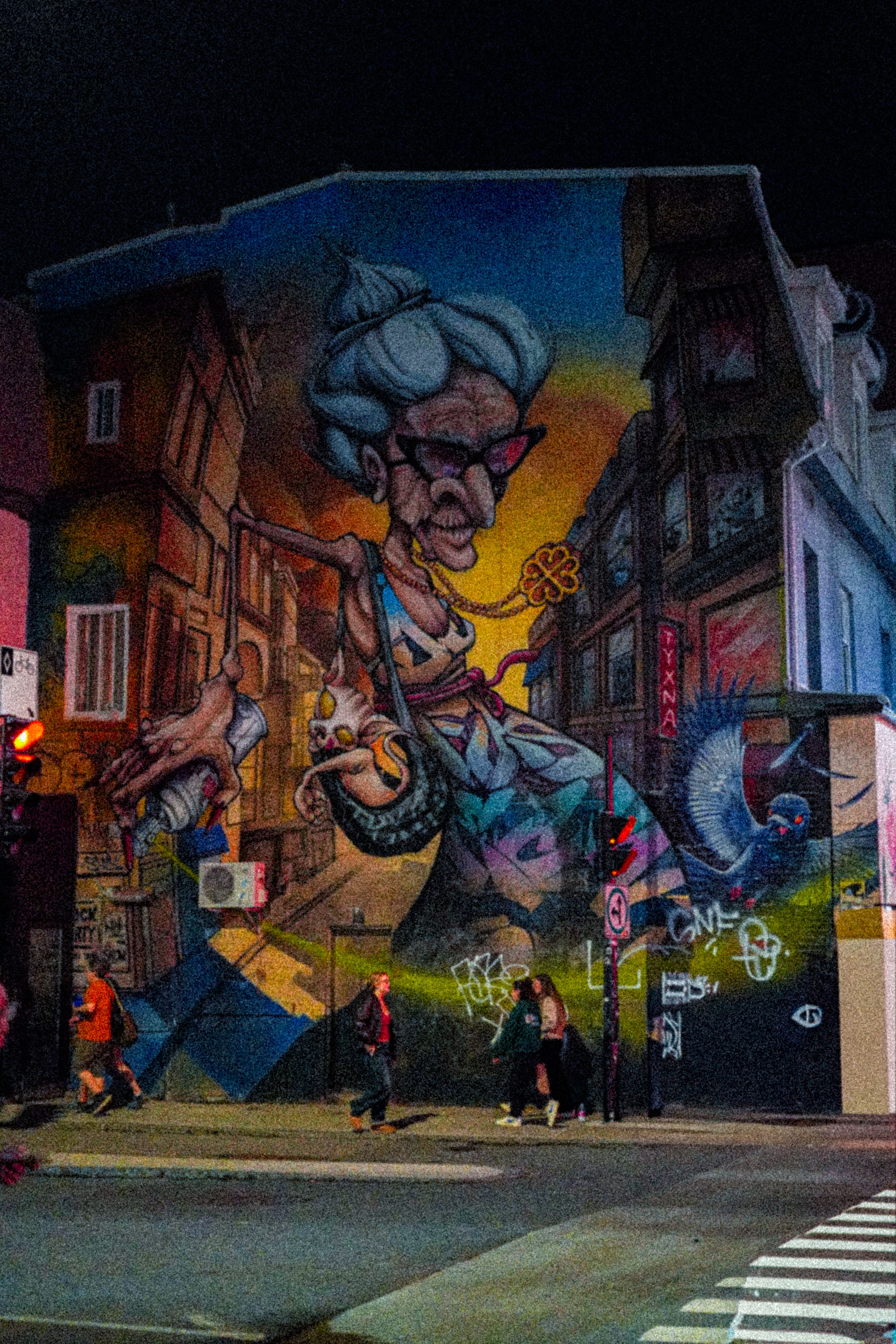 Vibrant Urban Mural in Montreal at Night · Free Stock Photo
