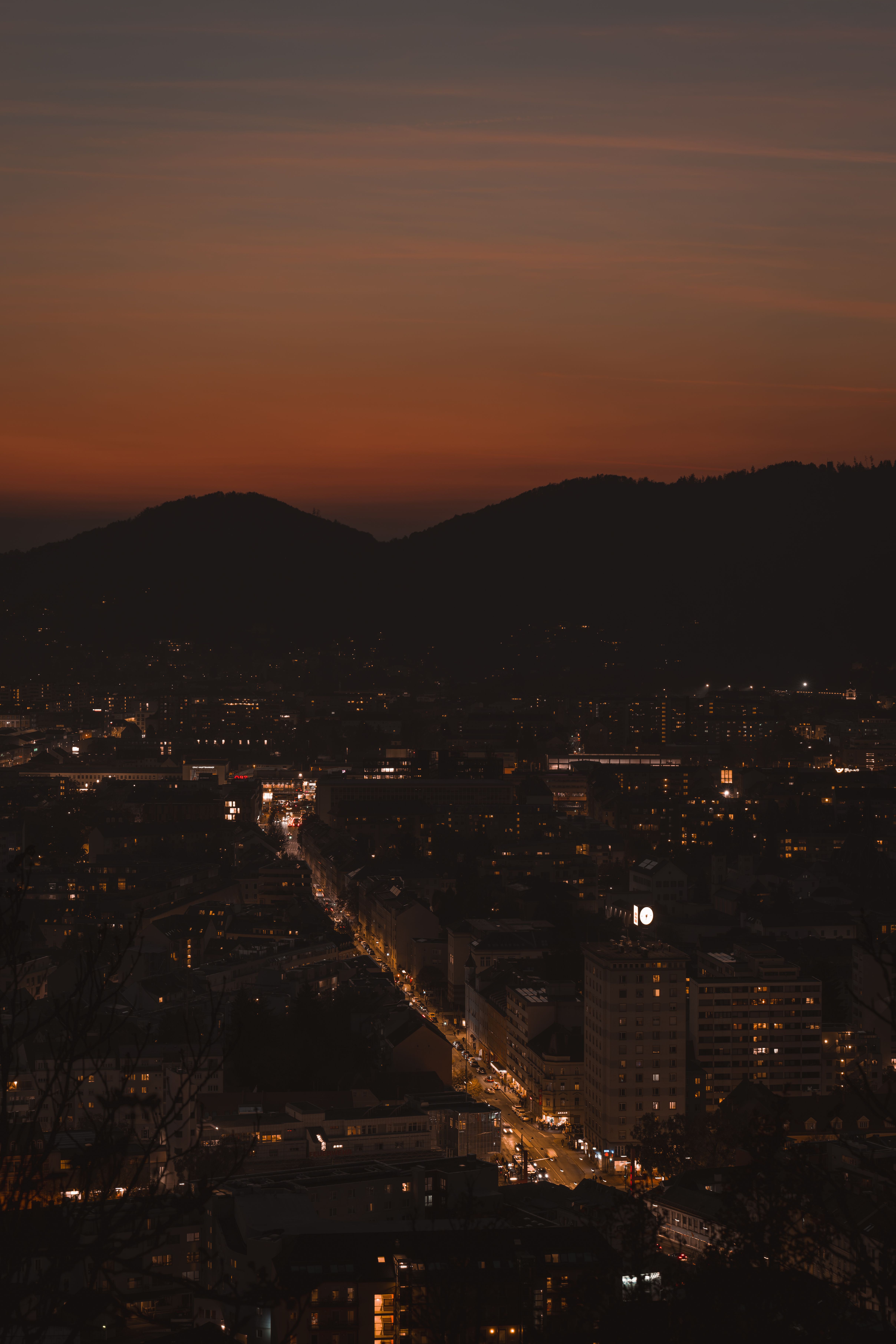 Nighttime Cityscape of Graz with Vibrant Skyline · Free Stock Photo
