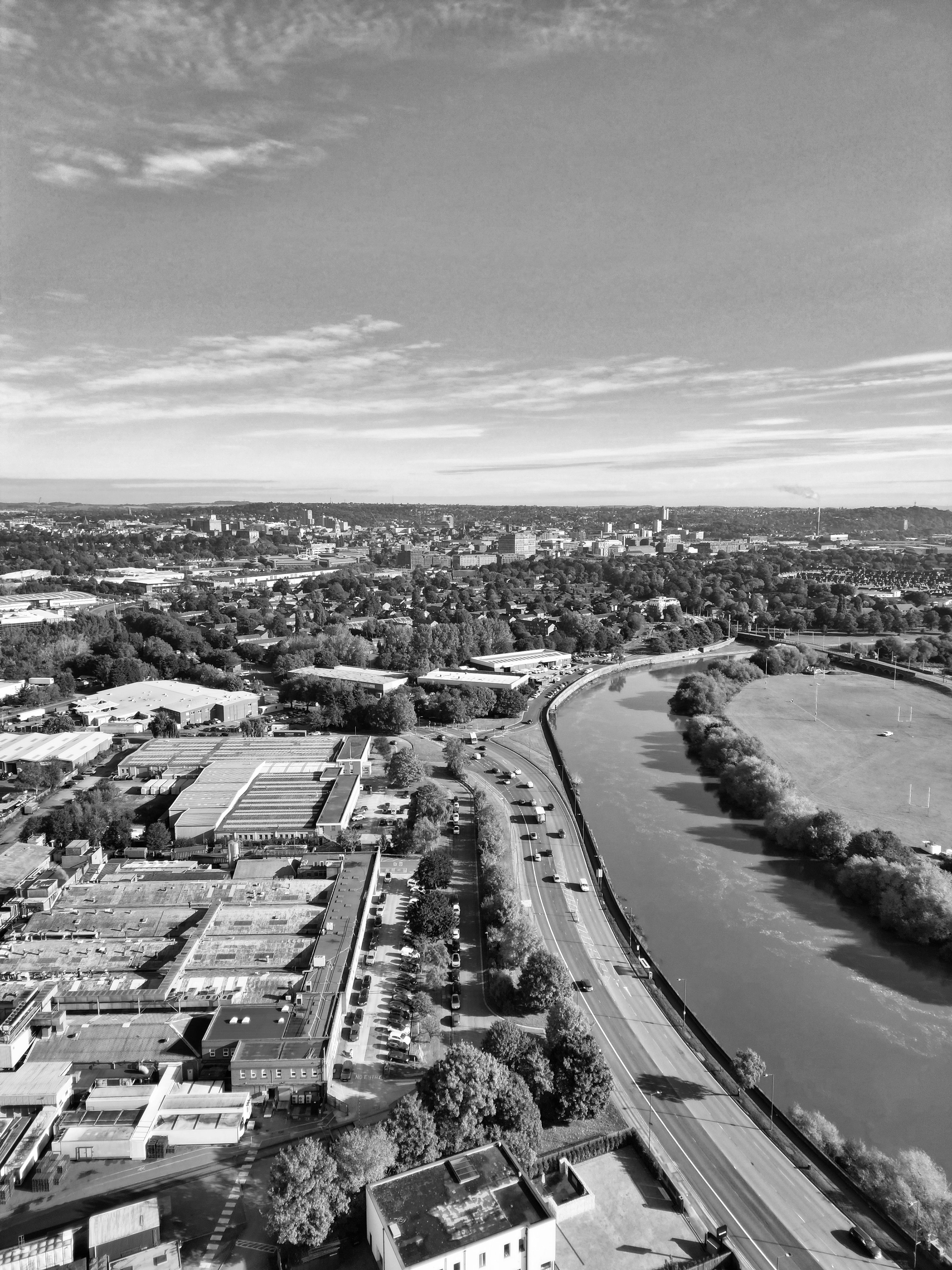 Aerial View of Nottingham Cityscape and River Trent · Free Stock Photo