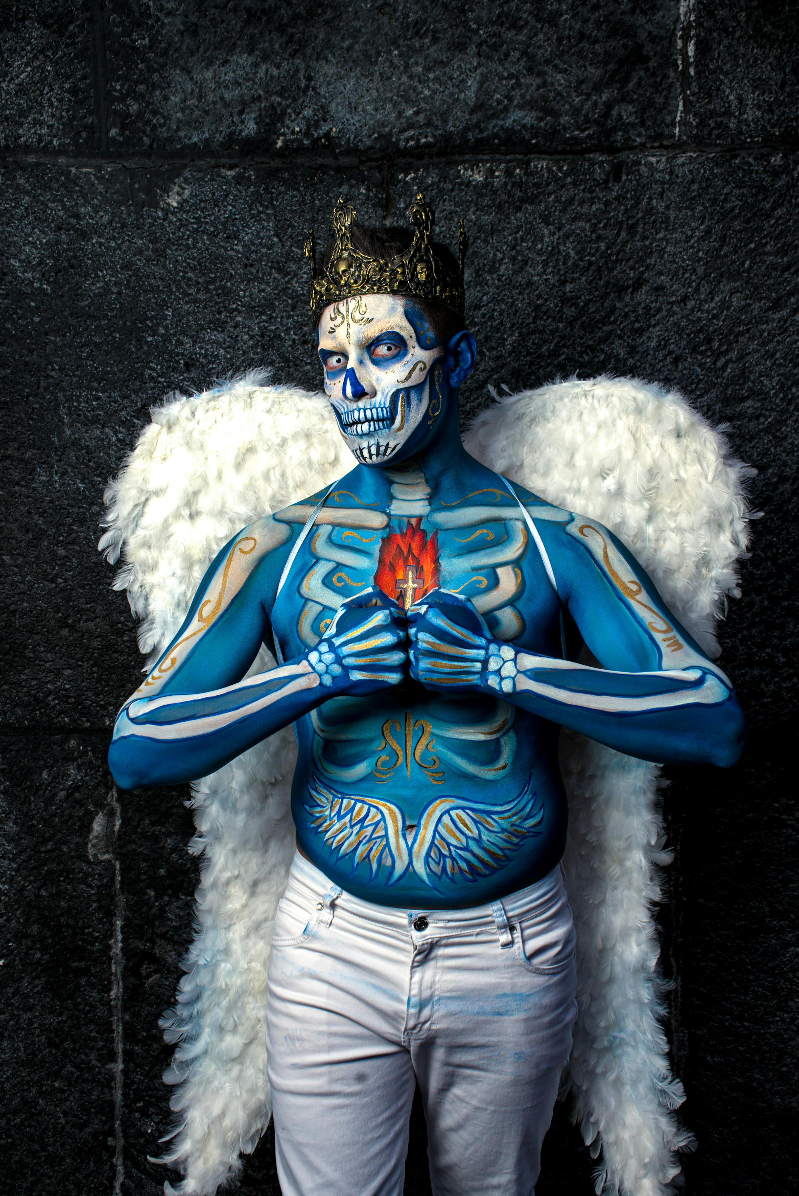 Creative Body Painting of Angelic Skeleton · Free Stock Photo