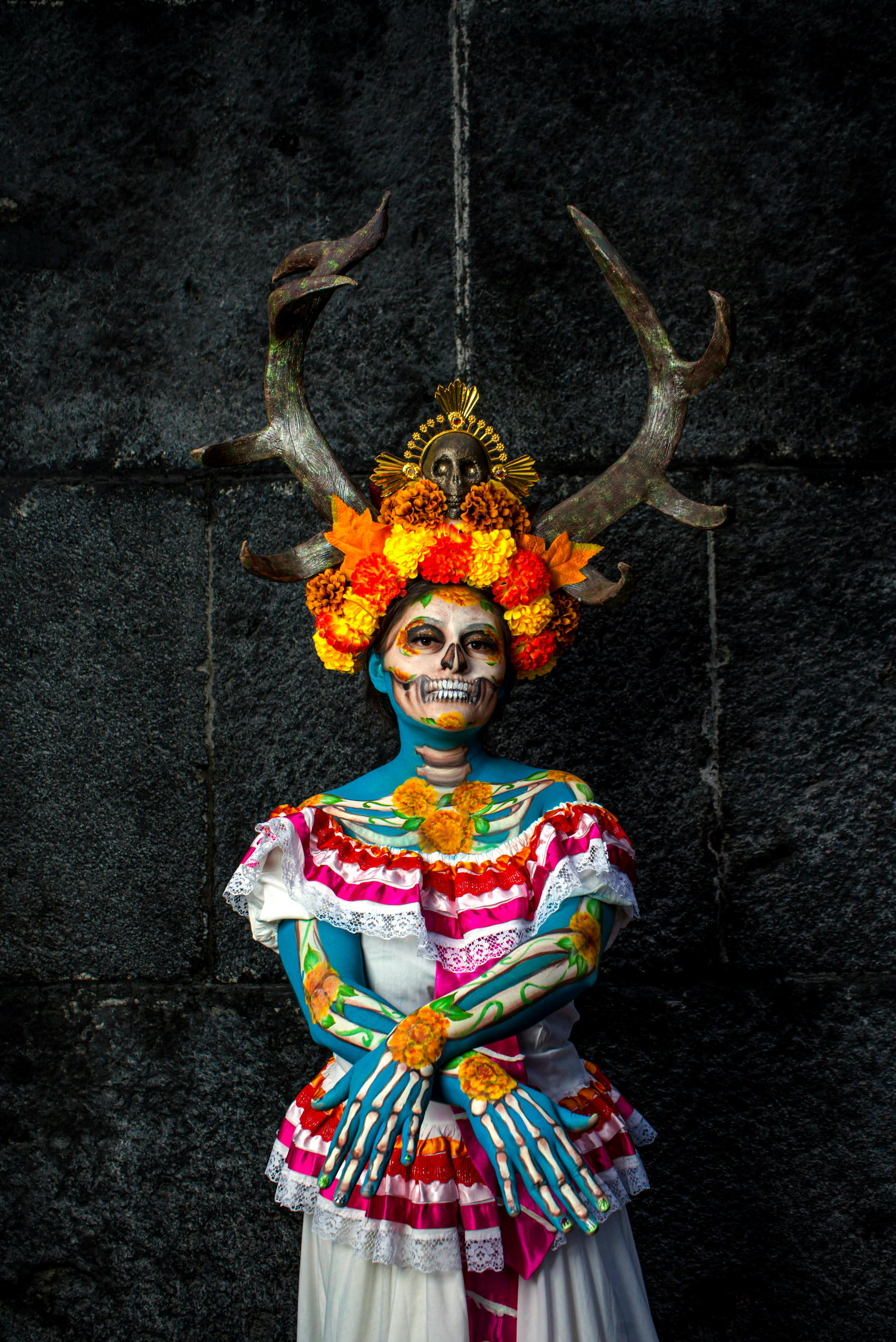 Colorful Day of the Dead Makeup and Costume · Free Stock Photo