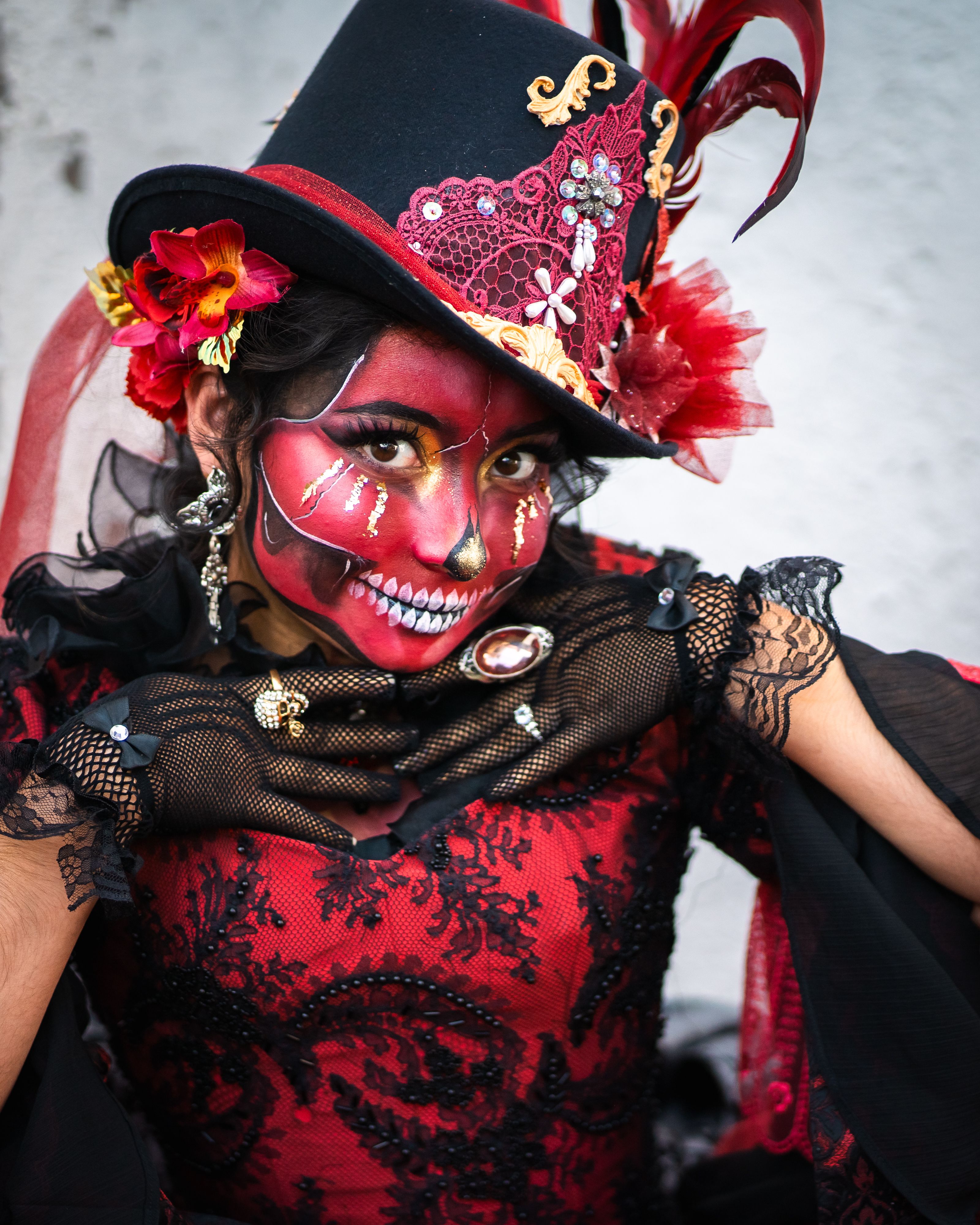 Vivid Catrina Makeup Portrait for Día de los Muertos · Free Stock Photo