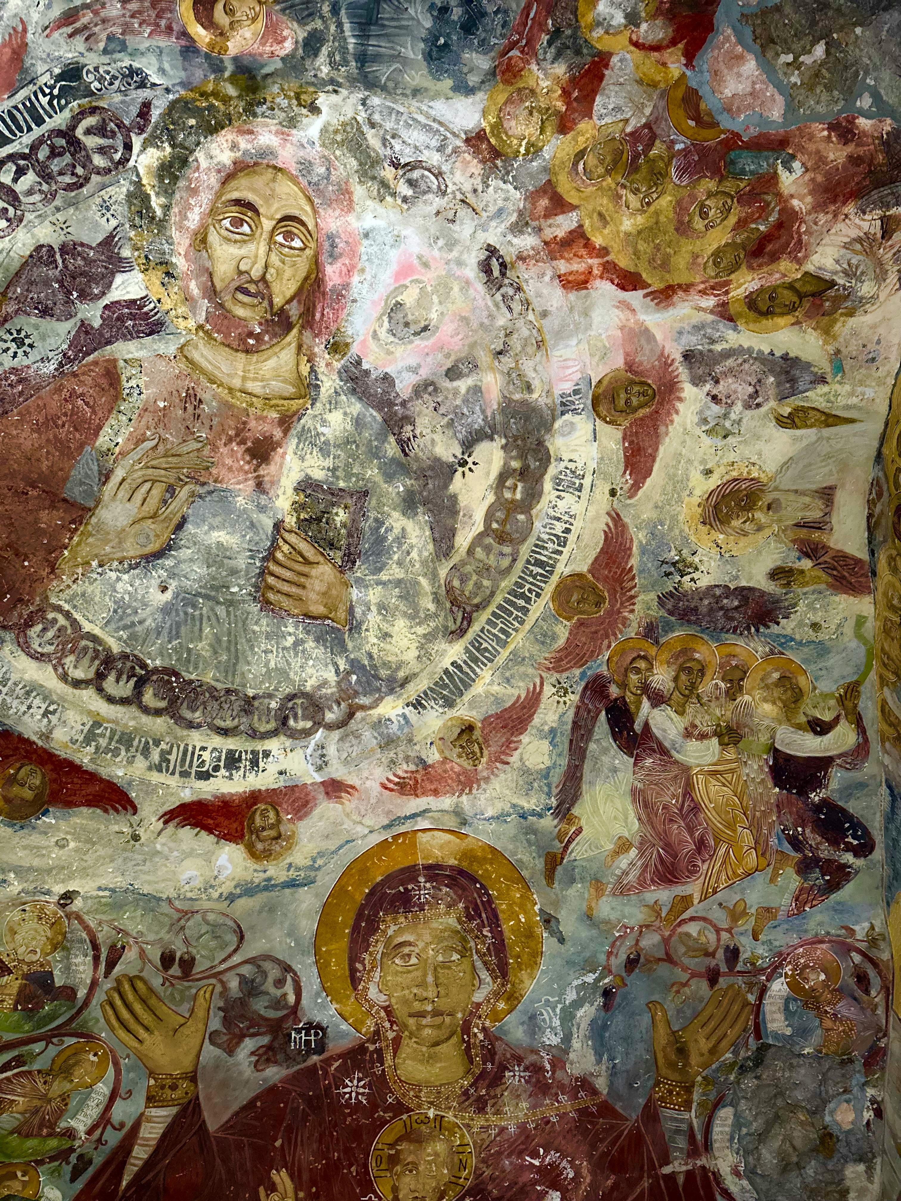Ancient Religious Fresco with Angels and Saints · Free Stock Photo