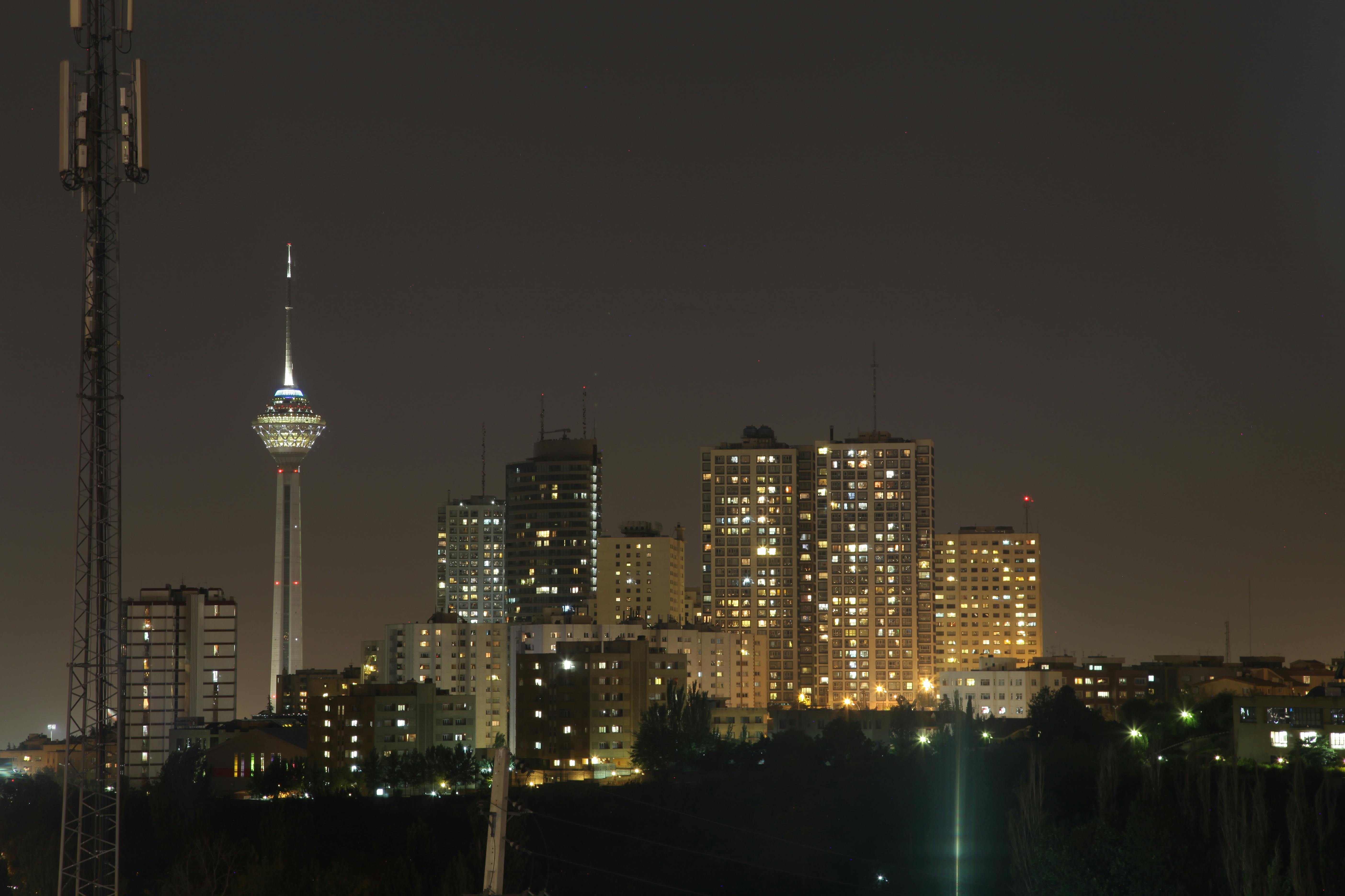 Night Skyline of Tehran Featuring Milad Tower · Free Stock Photo