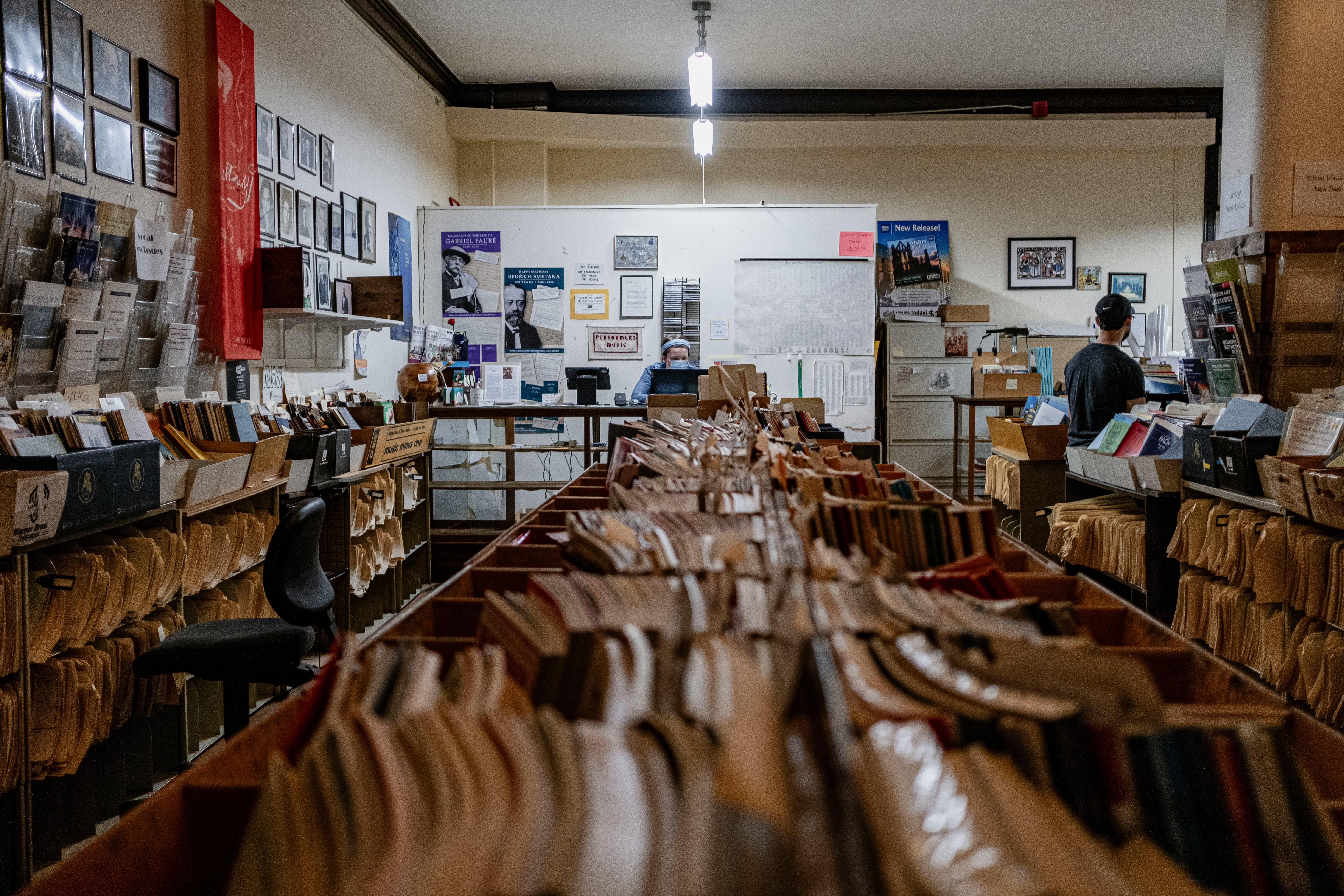 Vintage Record Store Interior with Shelves and Albums · Free Stock Photo