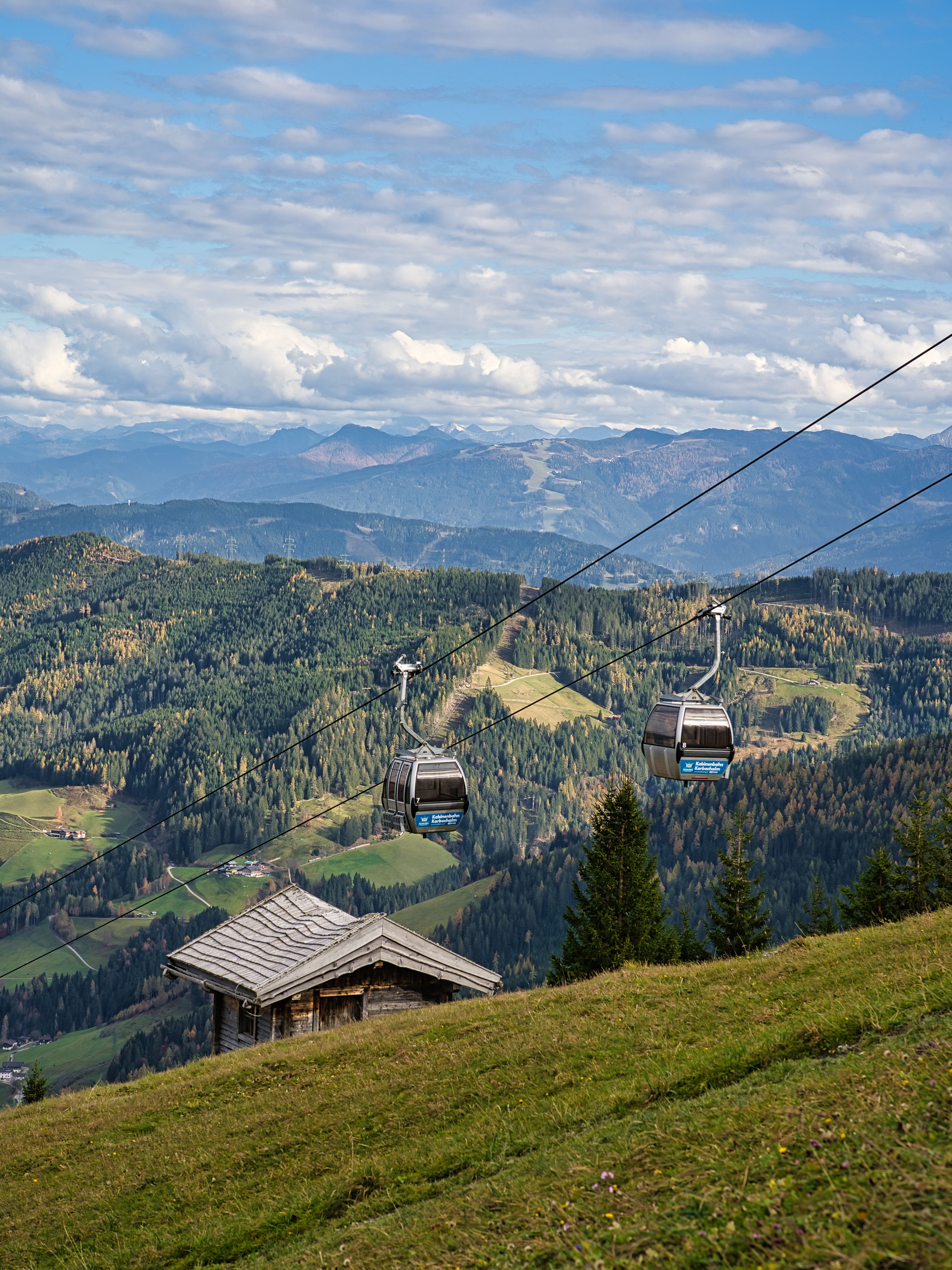 Stunning Alpine Landscape with Gondolas in Autumn · Free Stock Photo