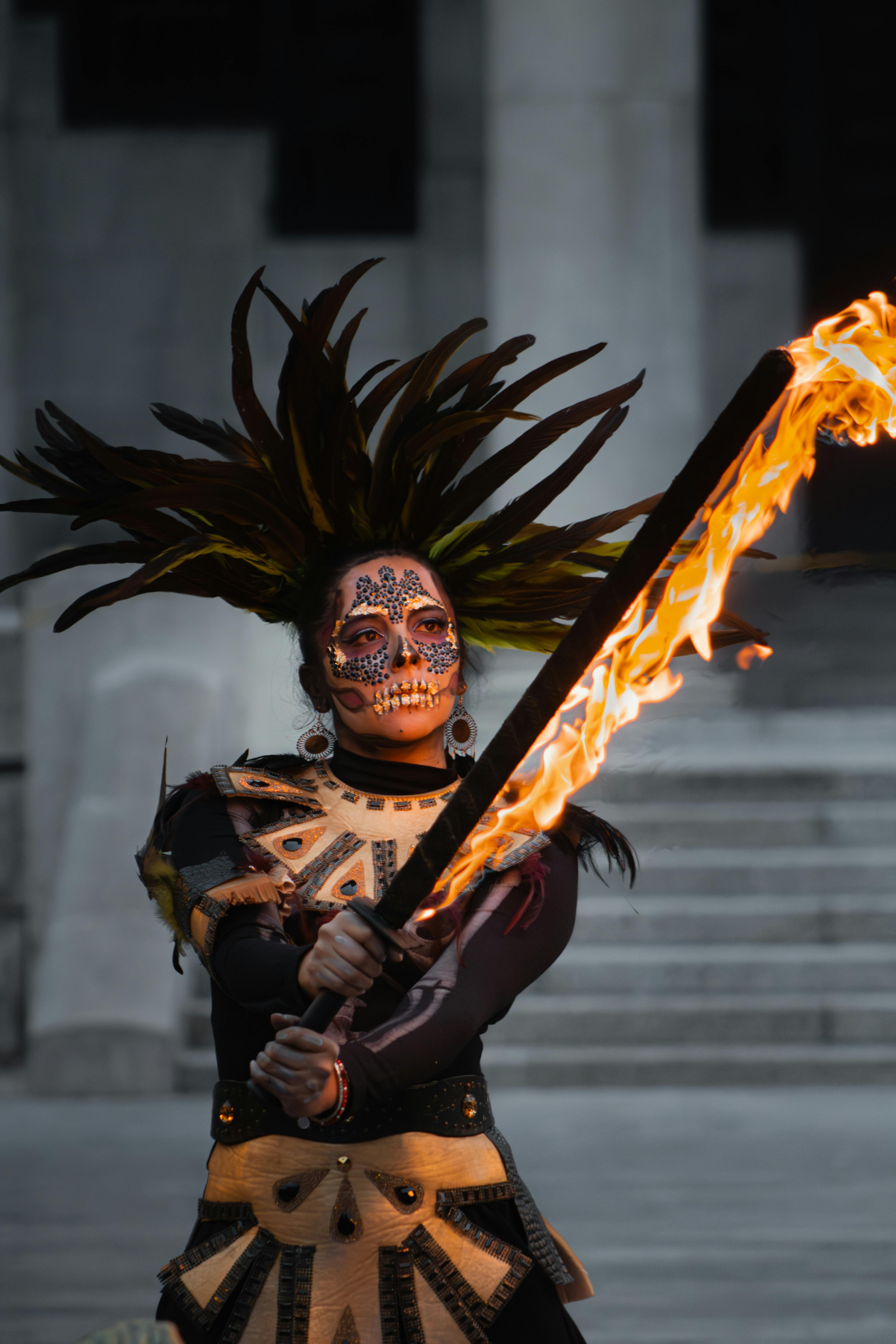 Mesmerizing Day of the Dead Fire Performance · Free Stock Photo