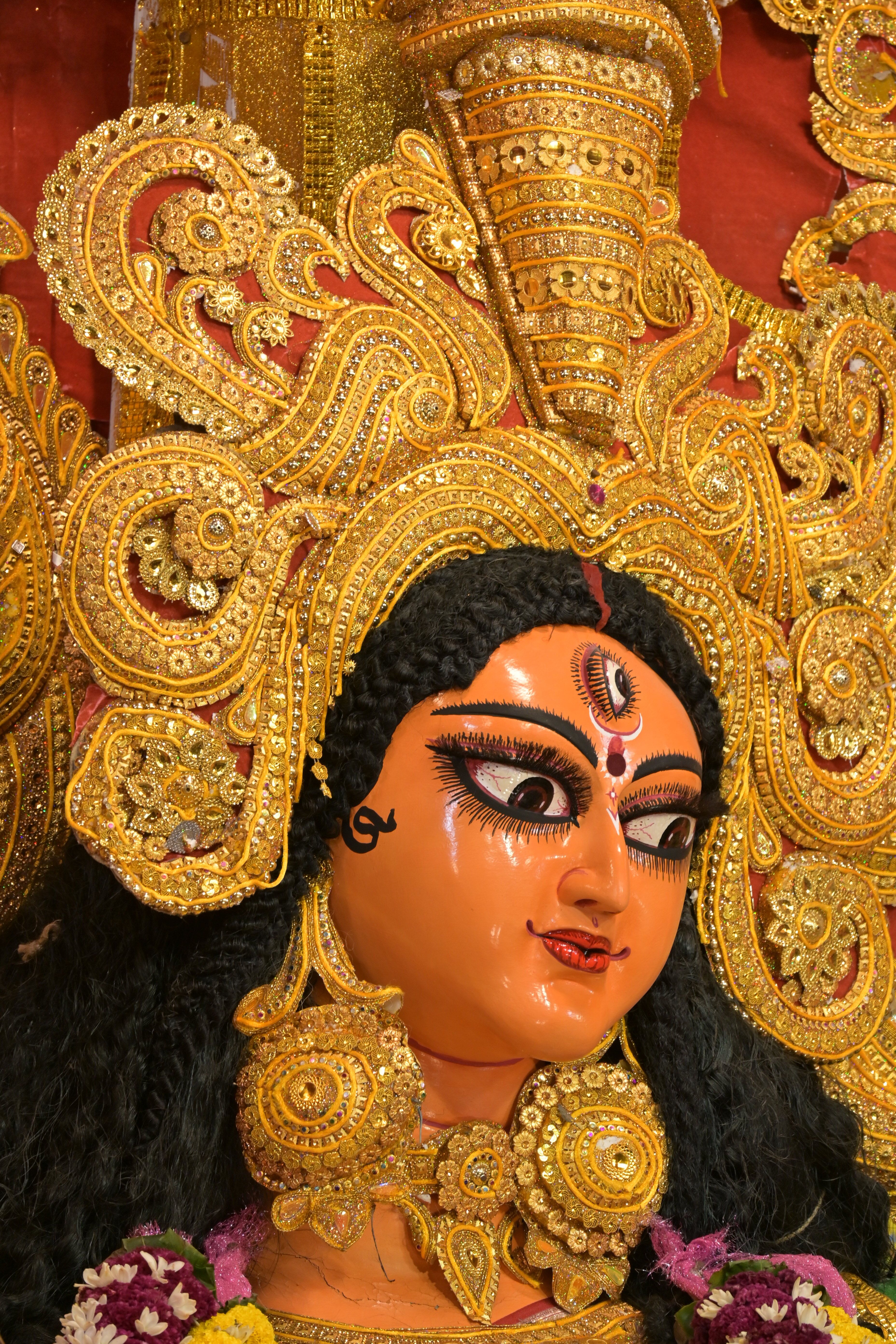 A beautiful idol of Maa Durga at a procession called Aagman Sohala in ...