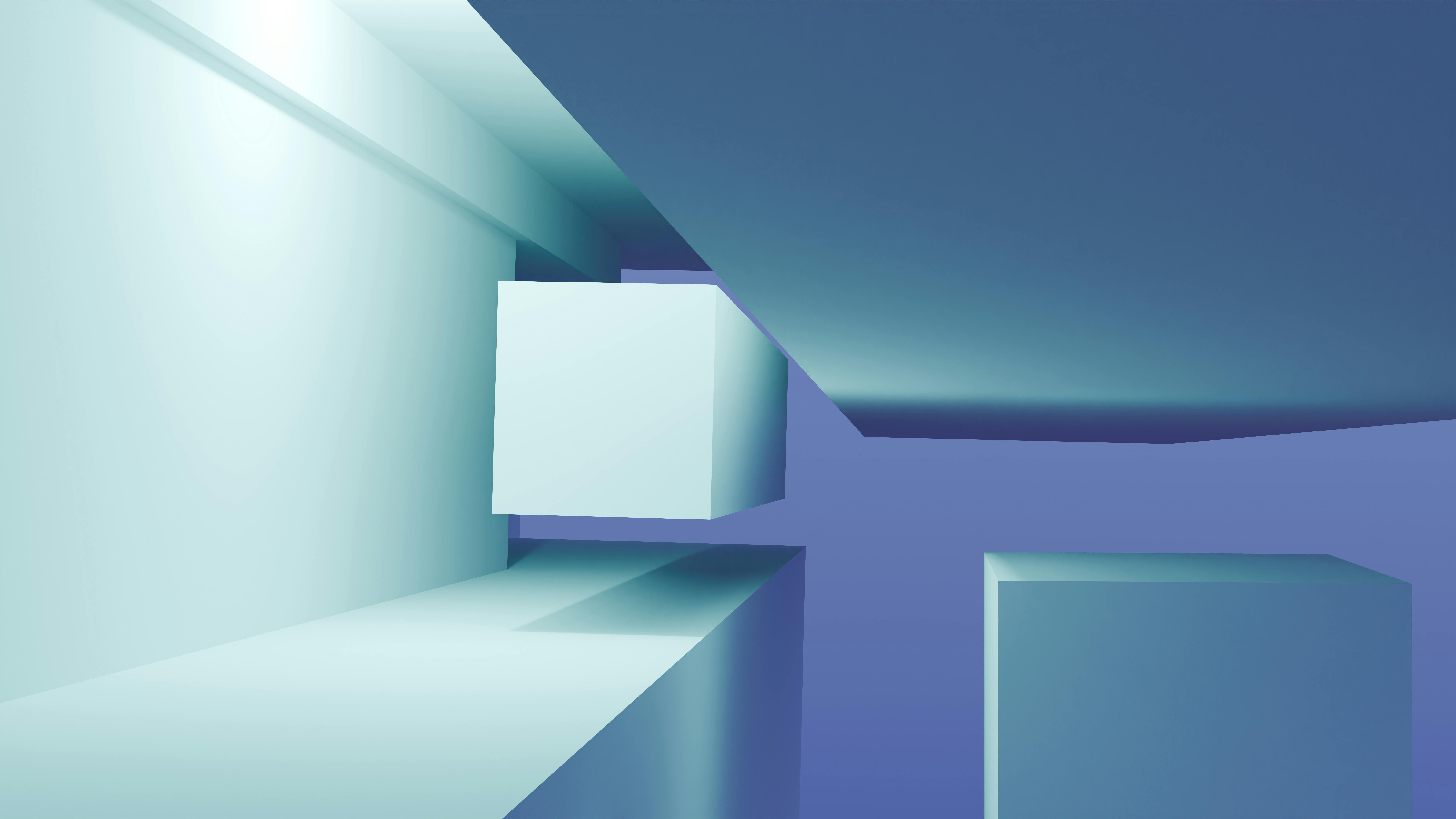 Abstract Geometric Cube Render in Blue Tones · Free Stock Photo