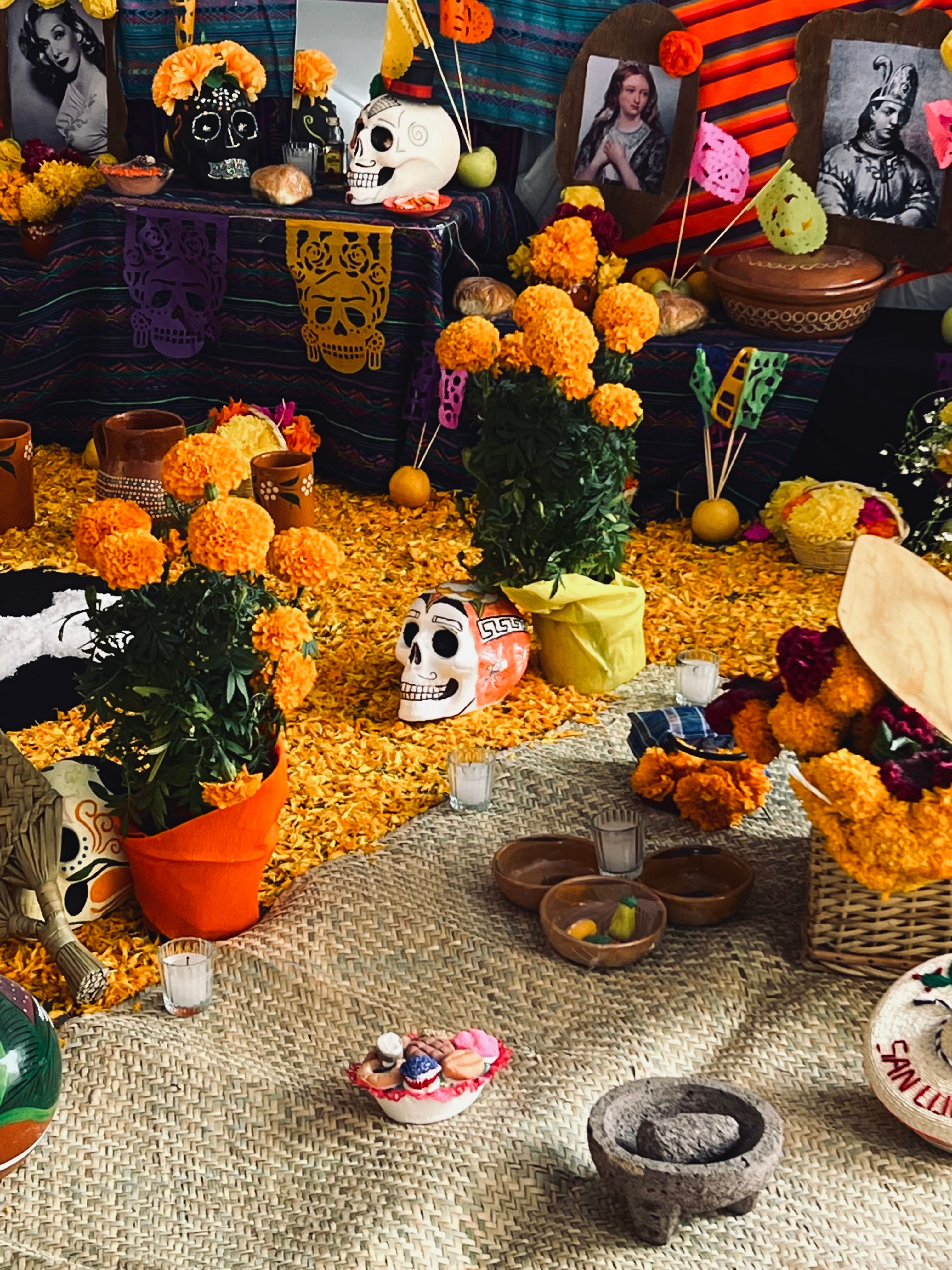 Vibrant Day of the Dead altar with marigolds · Free Stock Photo