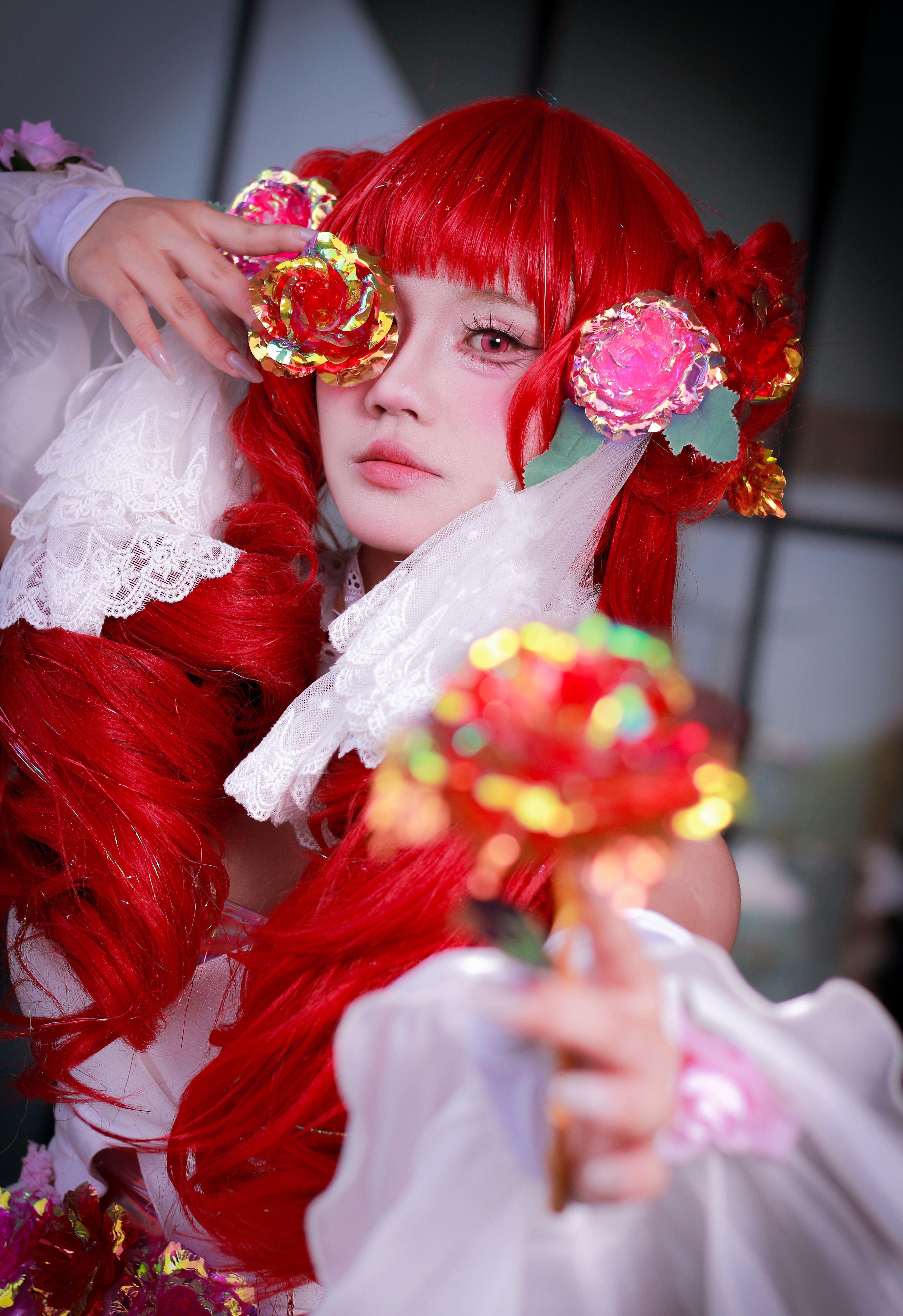 Vibrant Anime-Inspired Cosplay Portrait with Red Hair · Free Stock Photo