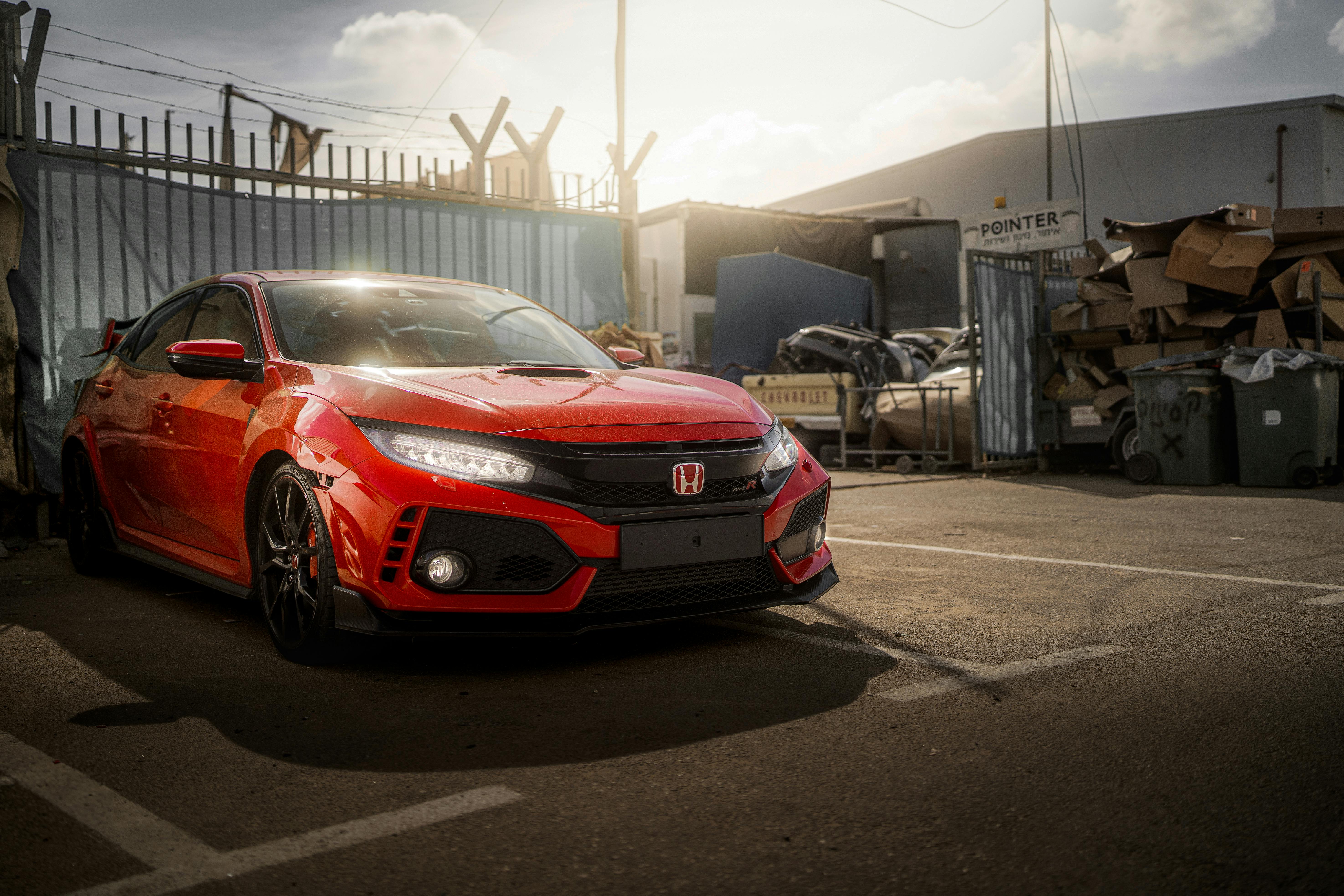 Red Honda Civic Type R in Urban Cyprus Setting · Free Stock Photo