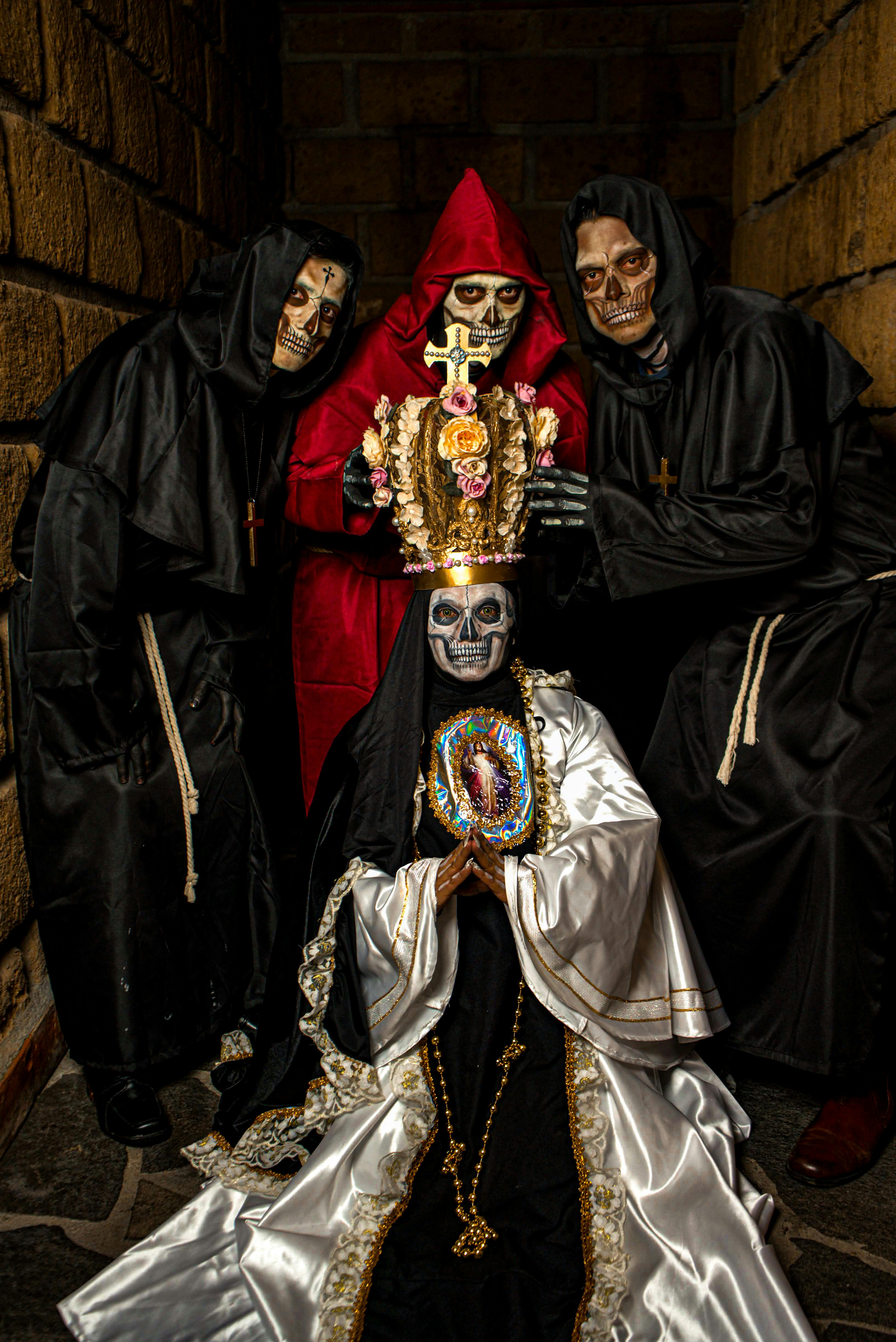 Dramatic Skull Makeup Ritual Scene · Free Stock Photo