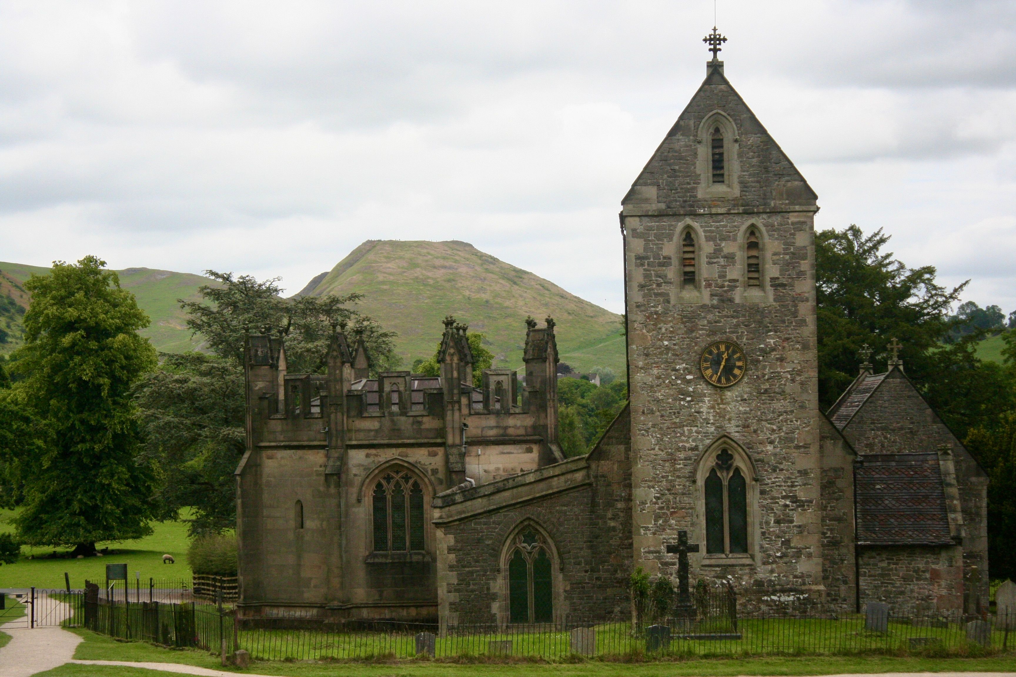 Historic Church in English Countryside with Hills · Free Stock Photo