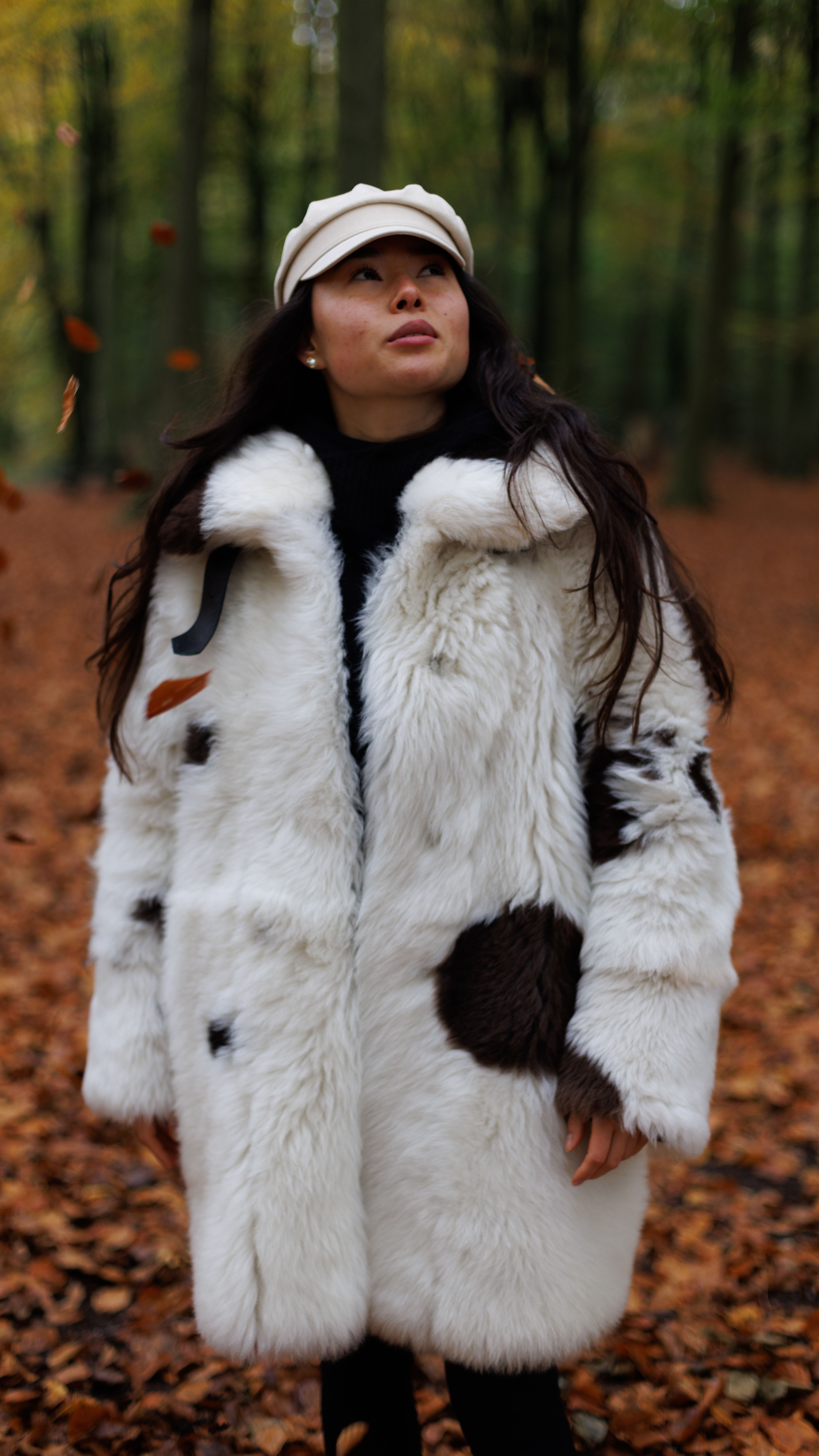 Woman in Stylish Fur Coat in Autumn Forest · Free Stock Photo